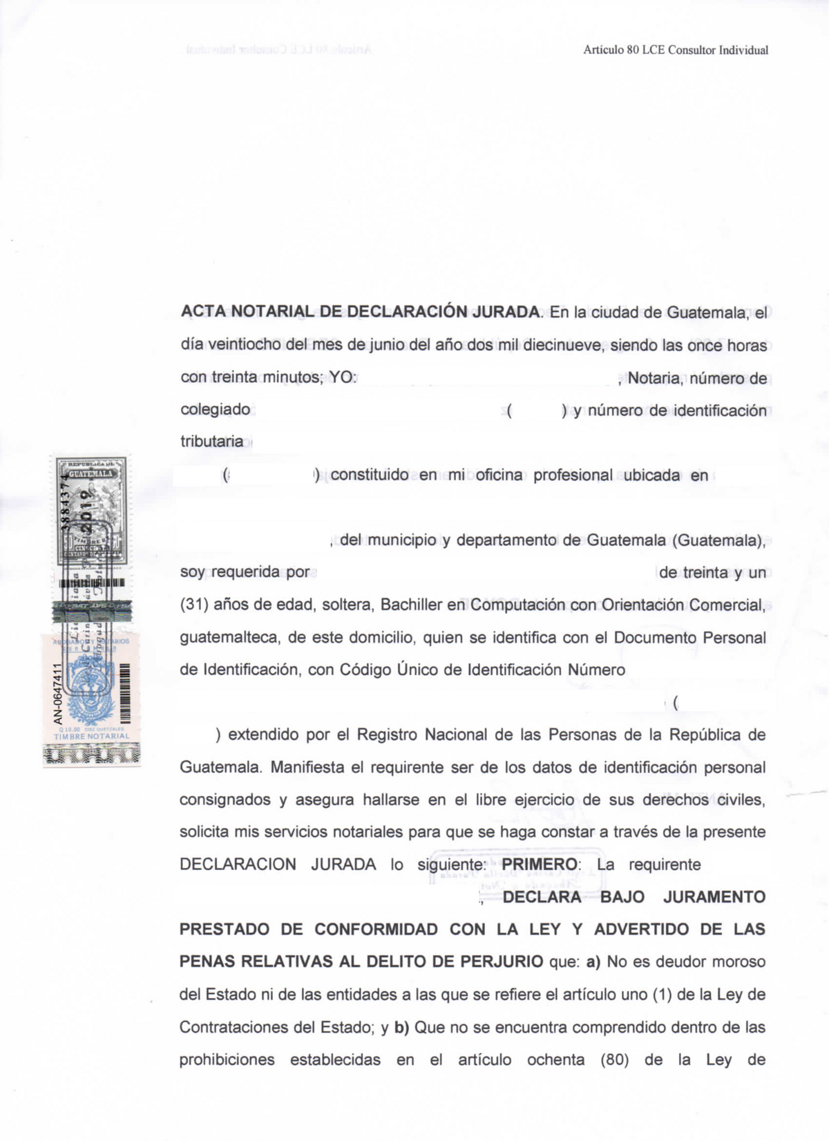 Declaracion Jurada Ante Notario Resultado Derecho Notarial