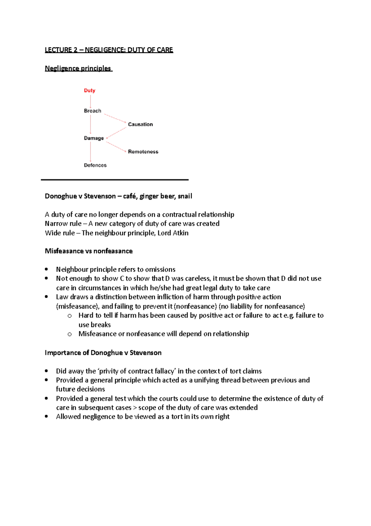 Lecture 2 Negligence Lecture 2 Negligence Duty Of Care