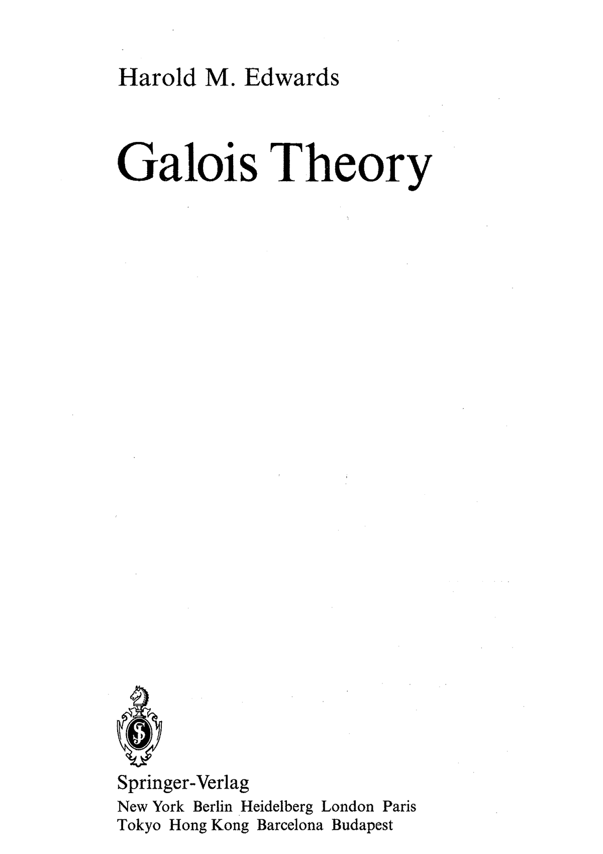 Edwards H M Galois Theory 1997 Libgen Linear Algebra Studocu