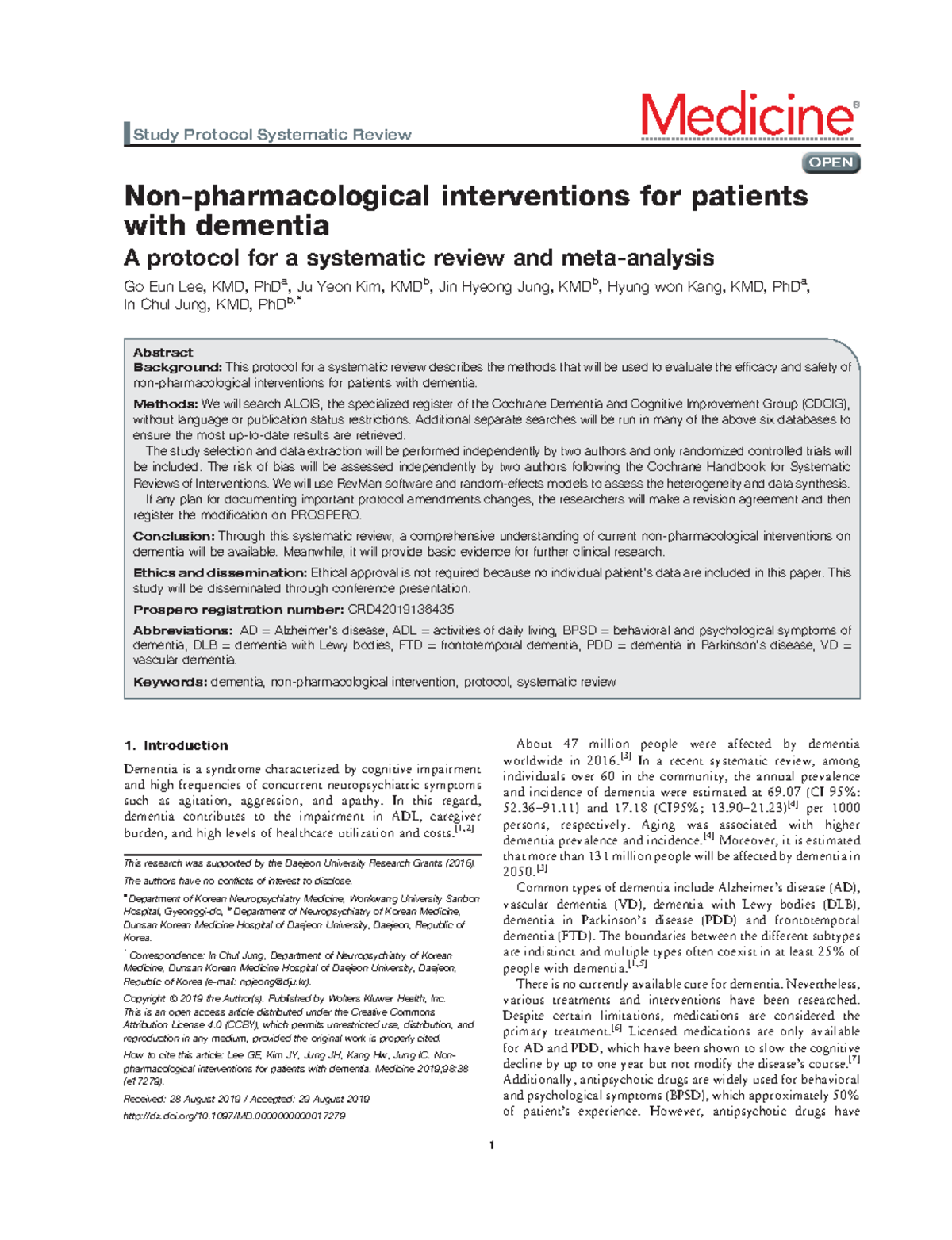 Non Pharmacological Interventions For Patients Non Pharmacological