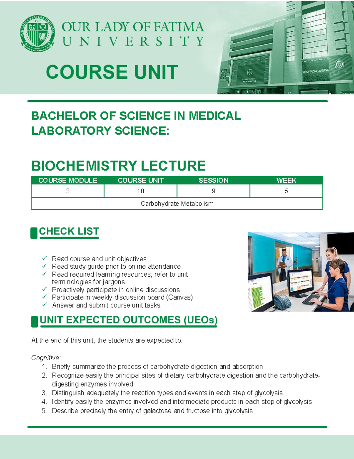 Cm3 Cu10 Carbohydrate Metabolism 1 Bachelor Of Science In Medical