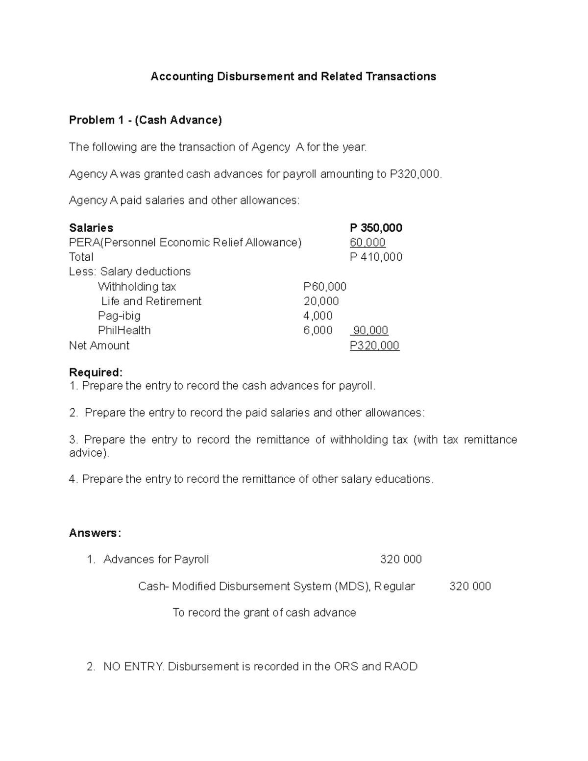 Accounting On Disbursement And Related Transactions Accounting