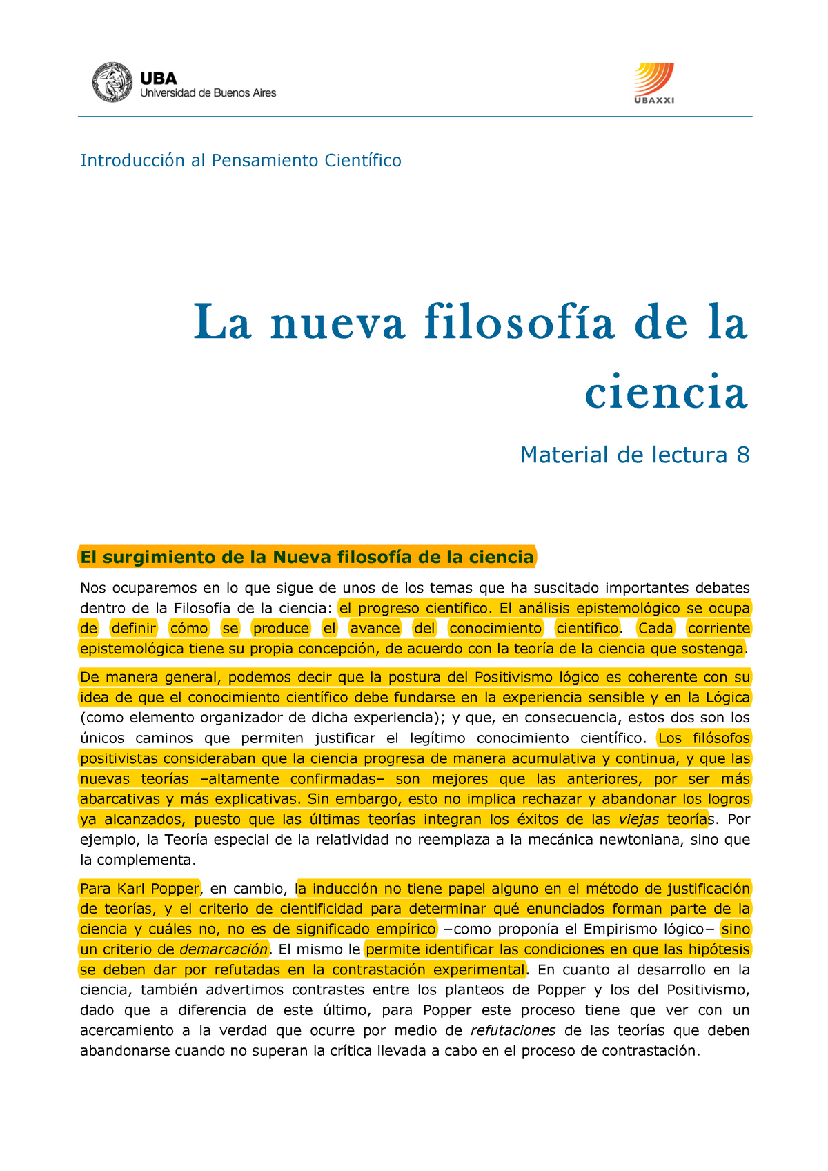 La Nueva Filosofía De La Ciencia 2 Material De Lectura