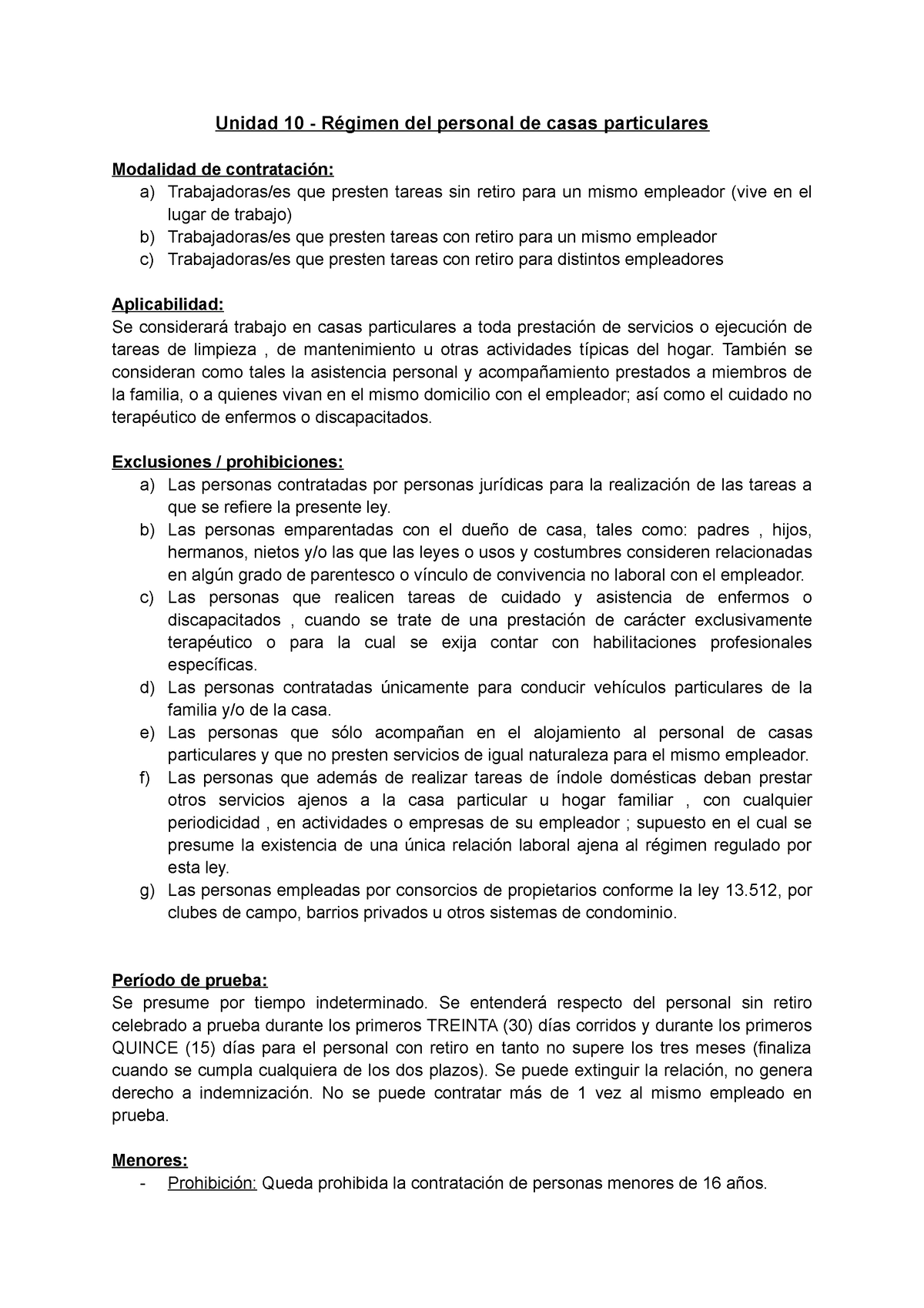 Unidad 10 Régimen Casas Particulares Unidad 10 Régimen Del