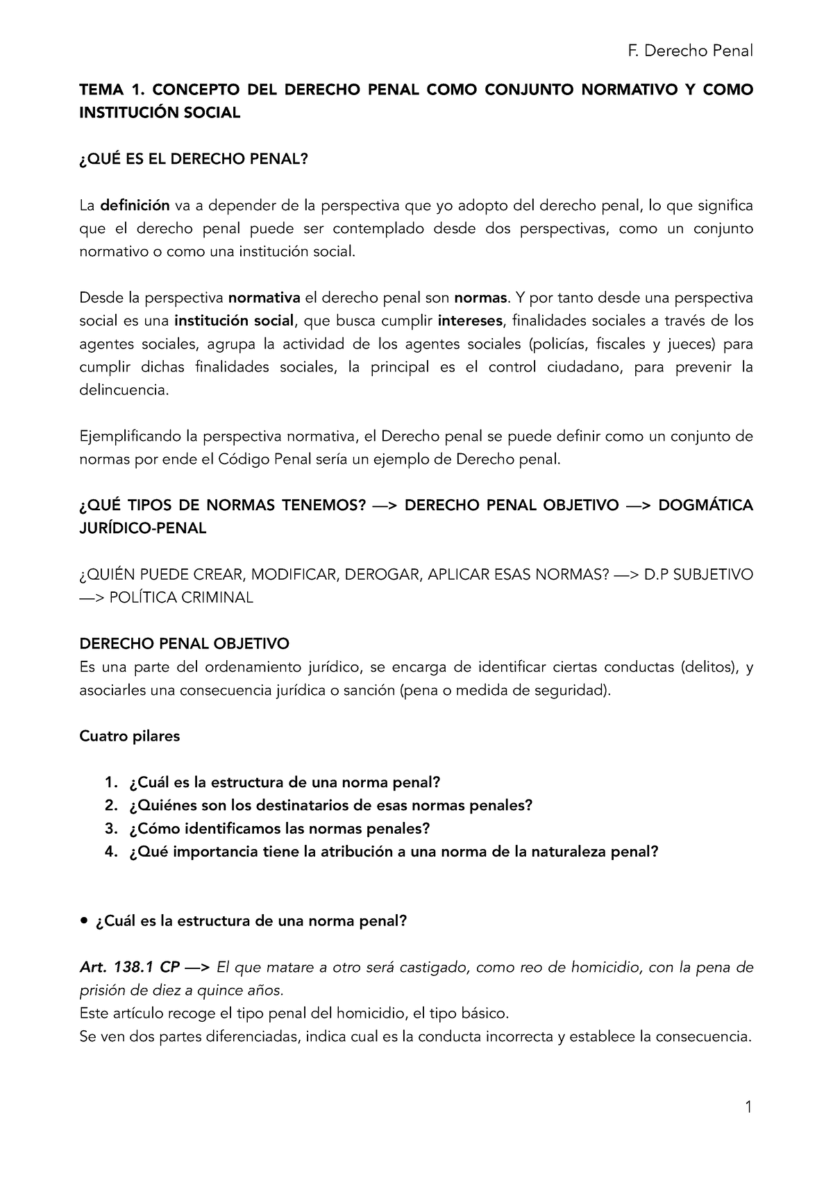 Tema 1 Concepto Del Derecho Penal Tema 1 Concepto Del Derecho Penal