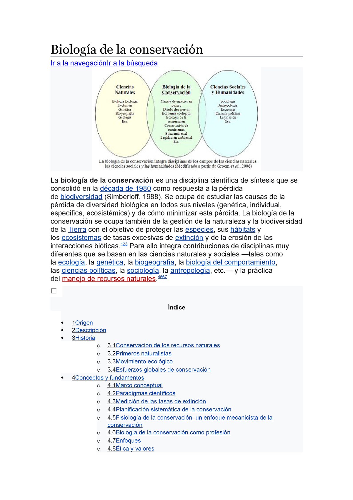 Biología De La Conservación En La Diversidad Biológica De Las Ciencias