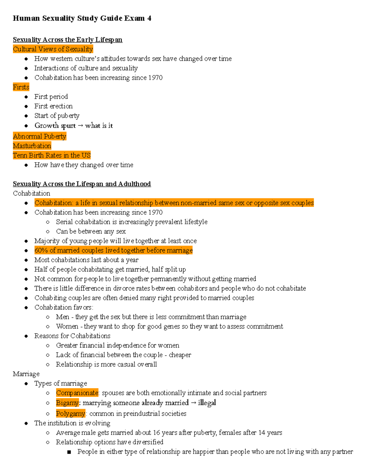 Exam 3 Study Guide Human Sex Human Sexuality Study Guide Exam 4