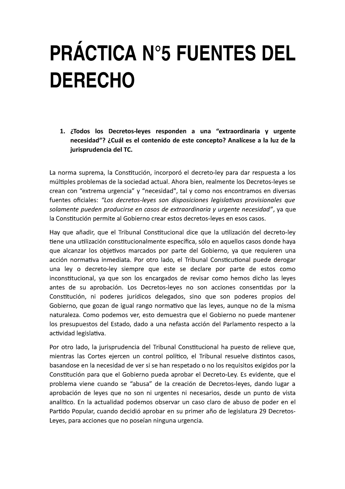 Práctica Constitucional PrÁctica N°5 Del Derecho Fuentes 1 ¿todos