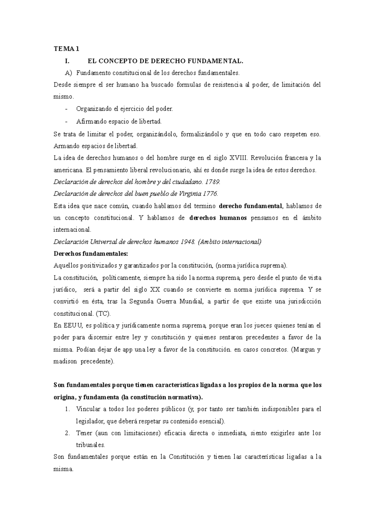 Tema 1 Tema 1 I El Concepto De Derecho Fundamental A Fundamento