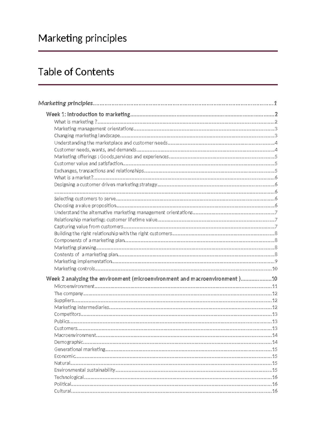 Marketing Principles Notes Marketing Studocu