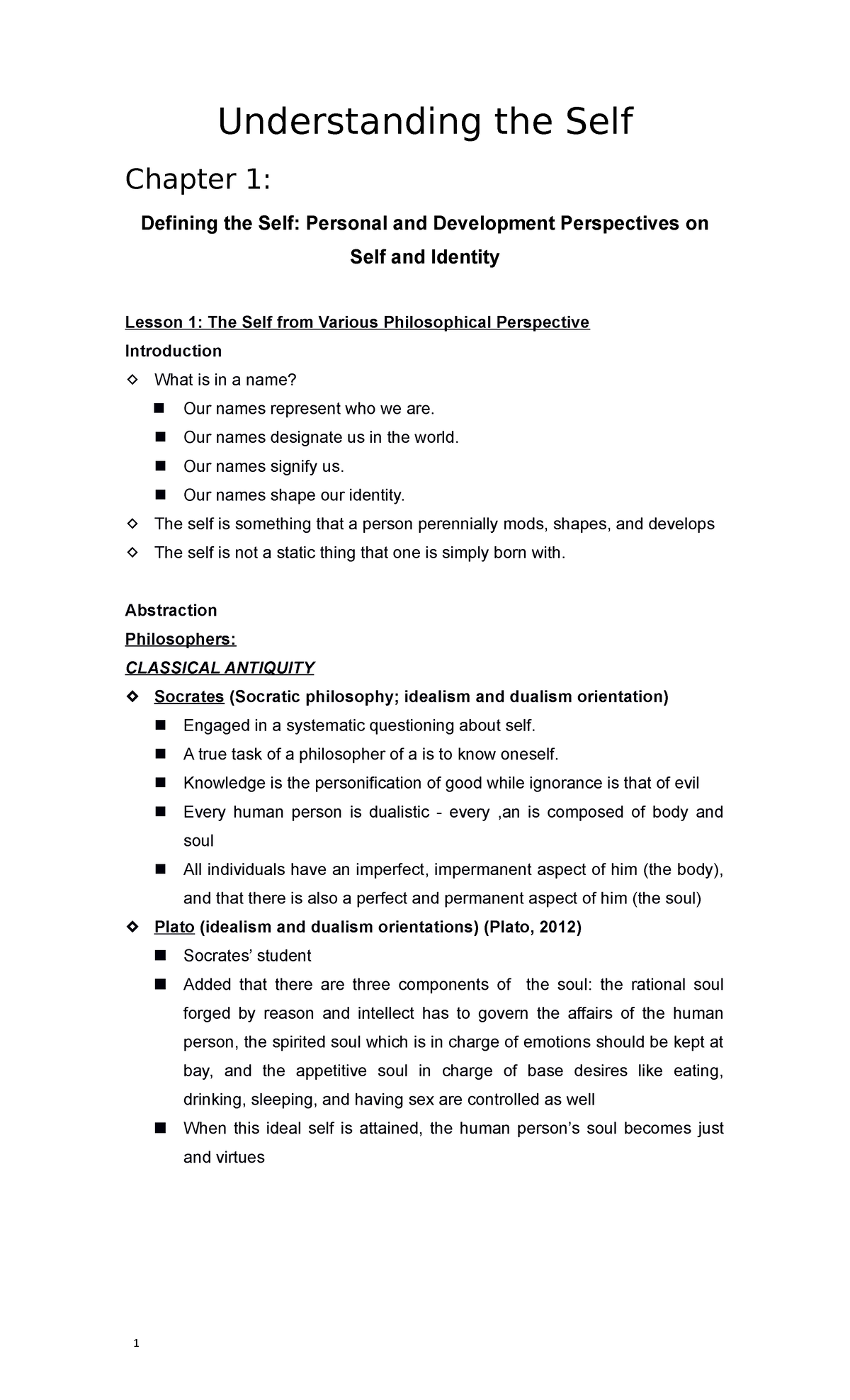 Defining The Self Personal And Development Perspectives On Self And