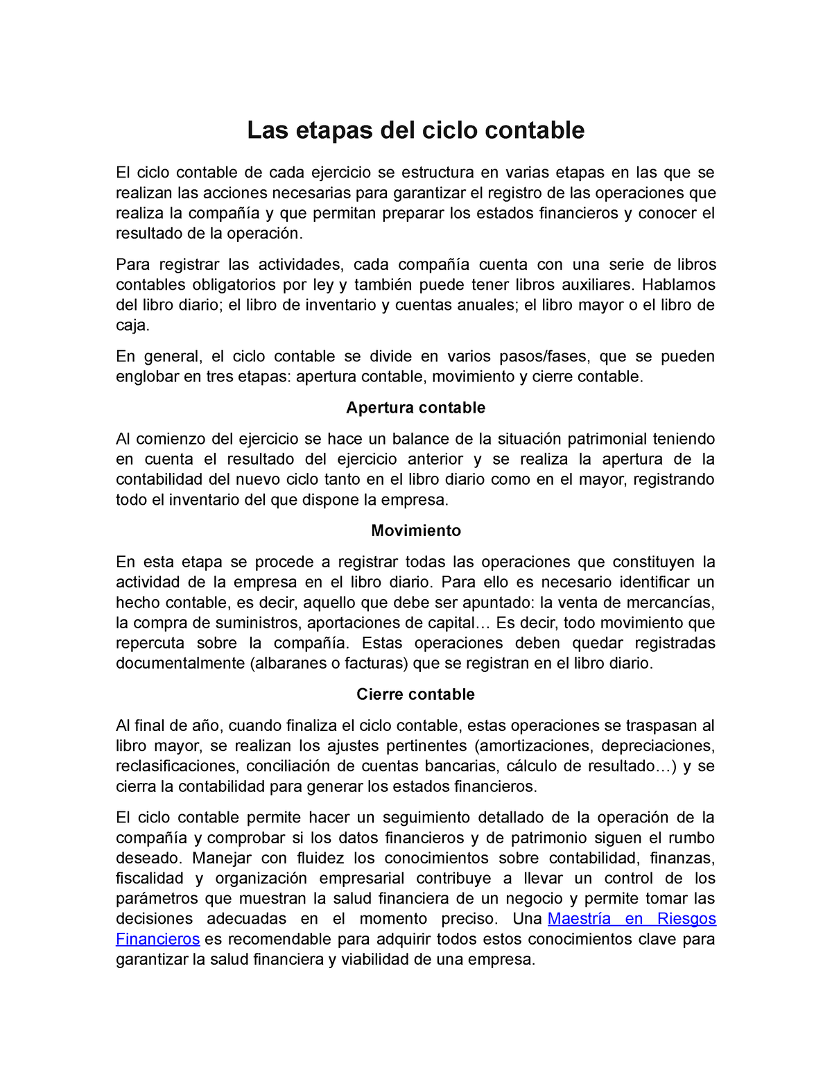 Ciclo Contable Las Etapas Del Ciclo Contable El Ciclo Contable De