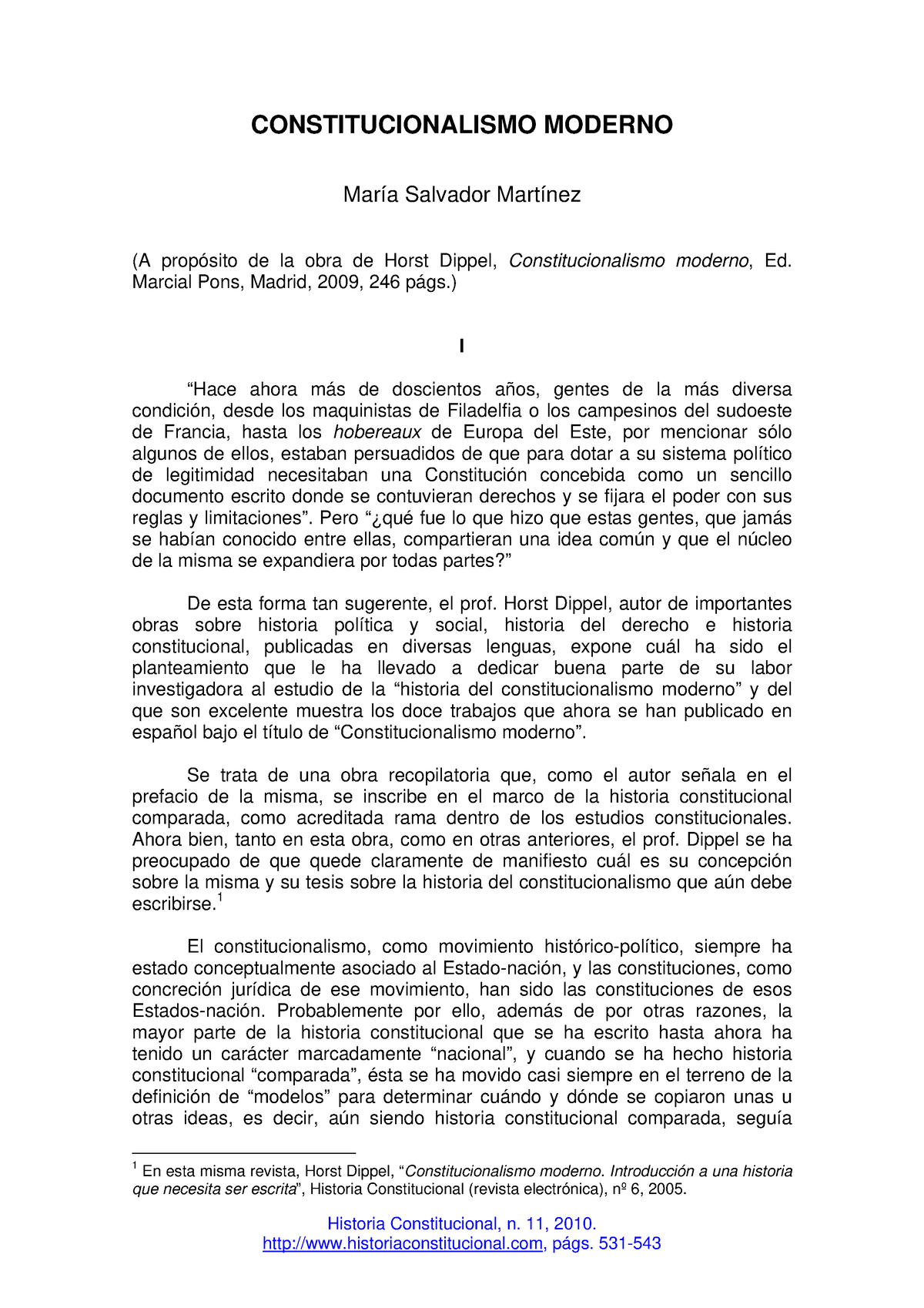 Dialnet Constitucionalismo Moderno 3292068 Historia Constitucional N