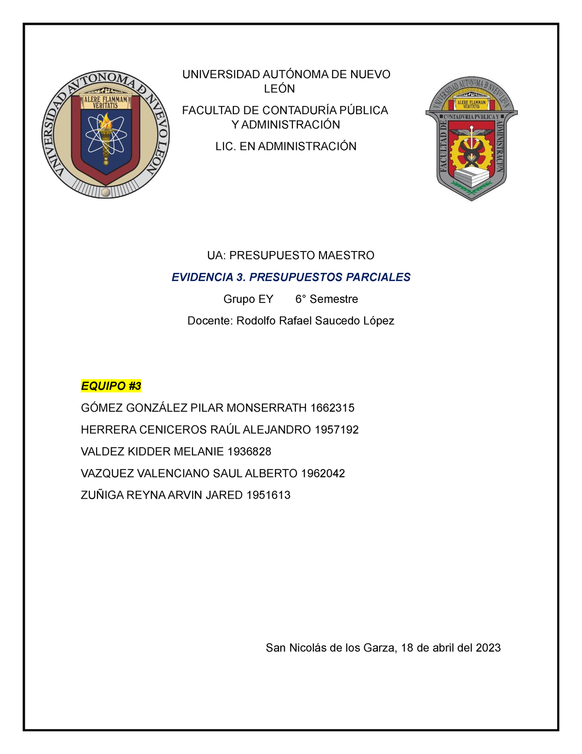 Ev Pres Maes Evidencia De La Materia Universidad AutÓnoma De Nuevo