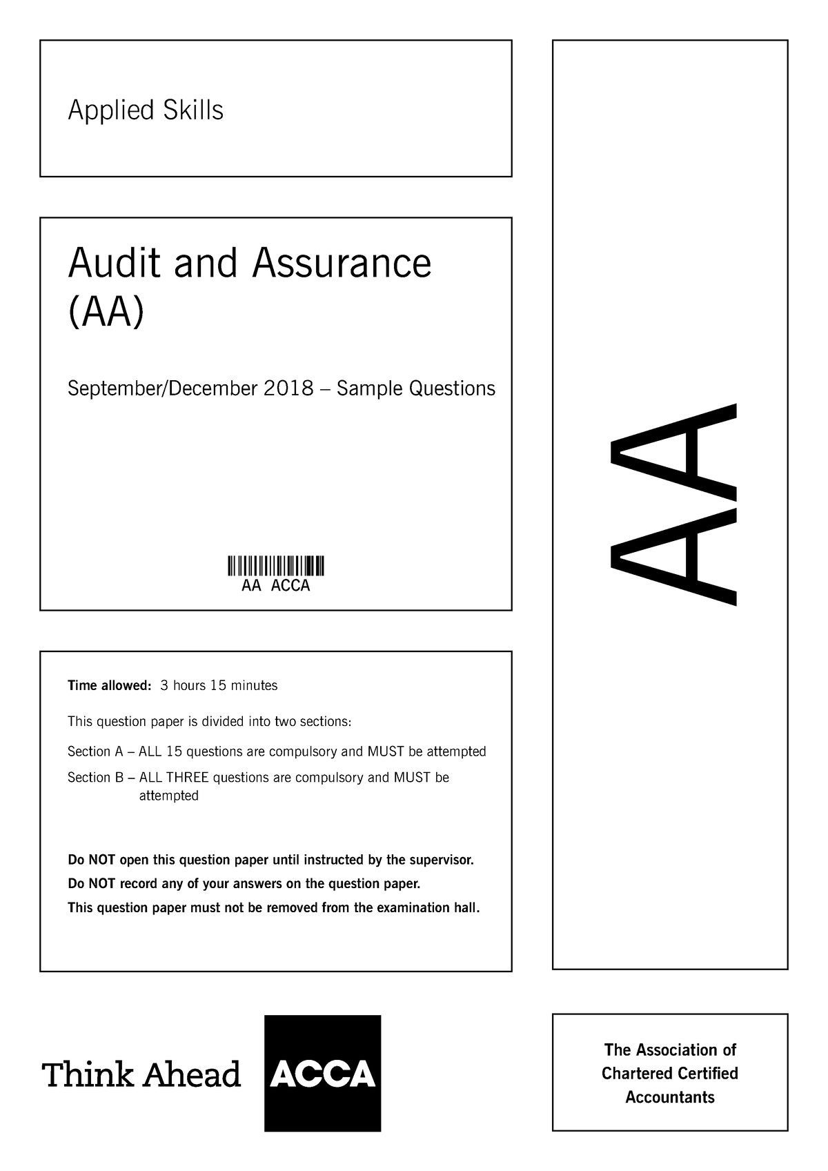 Aa 2018 Sepdec Q Acca Past Year Paper Applied Skills Audit And