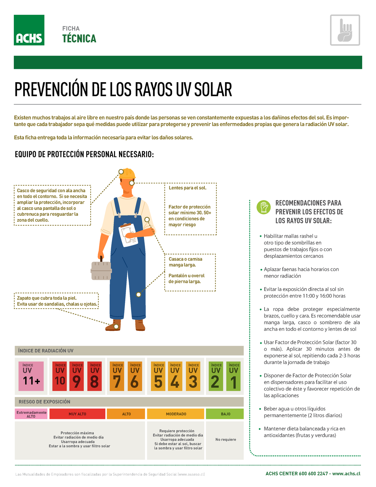 Ficha Tecnica Prevencion De Los Rayos Uv Solar Equipo De ProtecciÓn