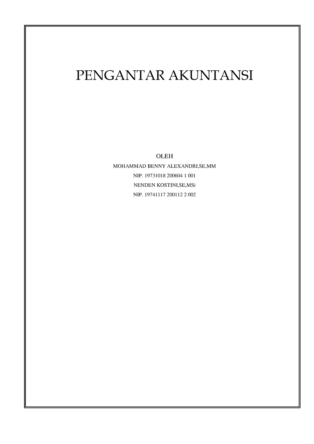 01 Pengantar Akuntansi Pengantar Akuntansi Oleh Mohammad