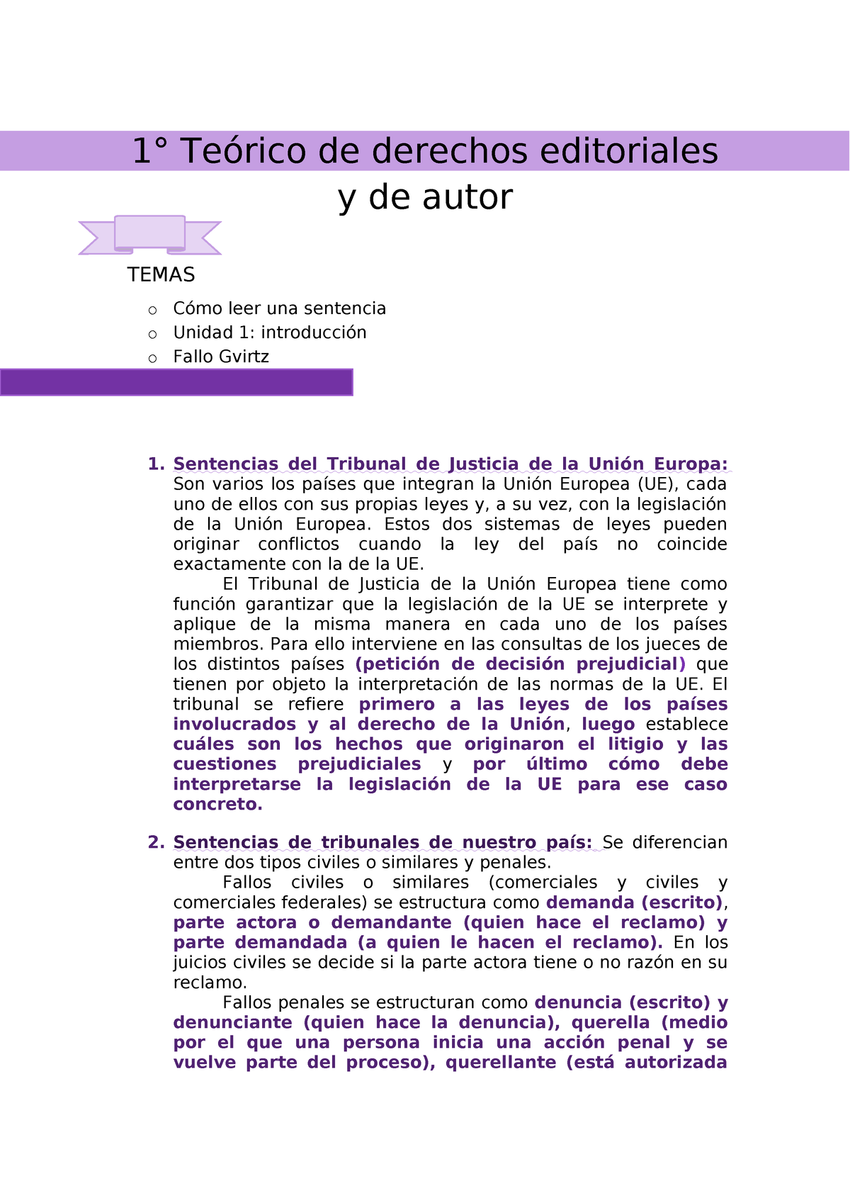 Apuntes Teóricos Clase 1 1° Teórico De Derechos Editoriales Y De