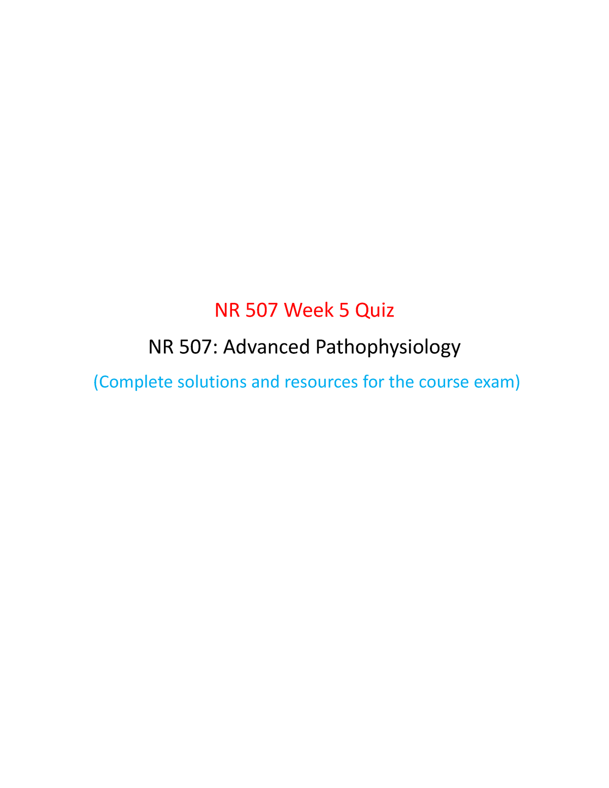 Nr 507 Week 5 Quiz Nr 507 Week 5 Quiz Nr 507 Chamberlain