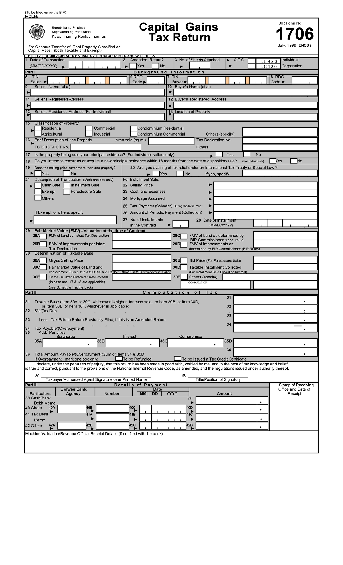 1706 Capital Gains Tax Return Bachelor Of Science In Accountancy