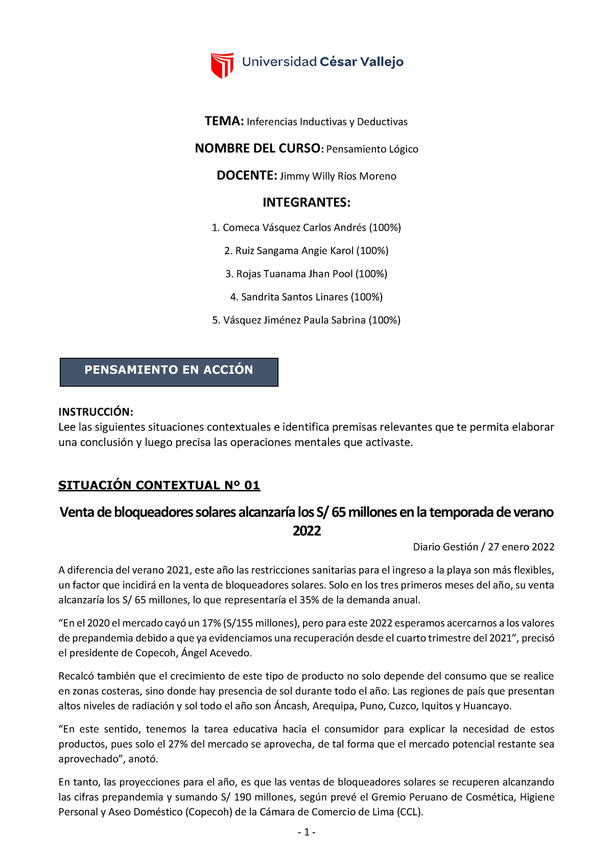 Trabajo Grupal Inferencias Deductivas E Inductivas Tema Inferencias