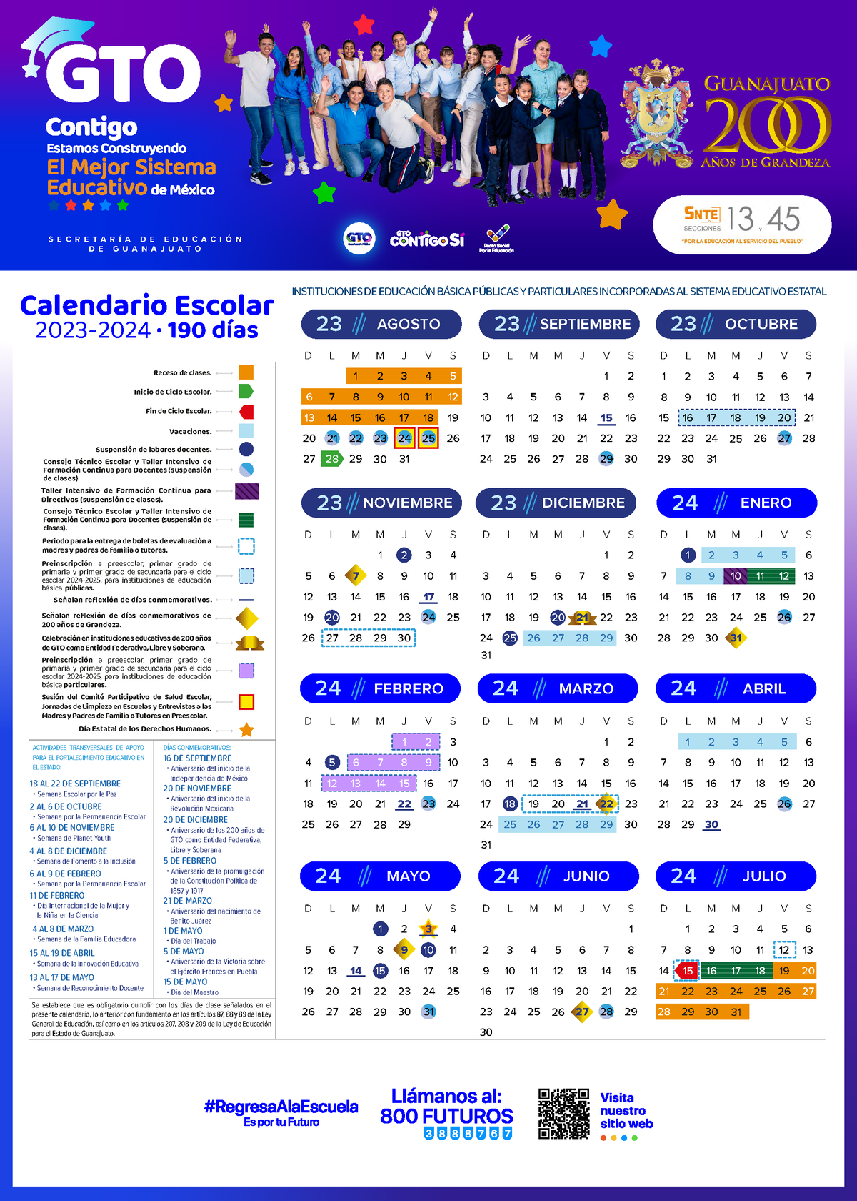 Calendarios Escolares Seg 2023 2024 24 23 24 25 22 29 21 28 20 27 19