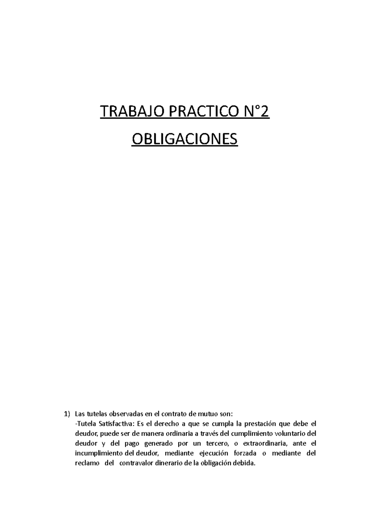 Tp 2 Obligaciones Trabajo Trabajo Practico N° Obligaciones Las