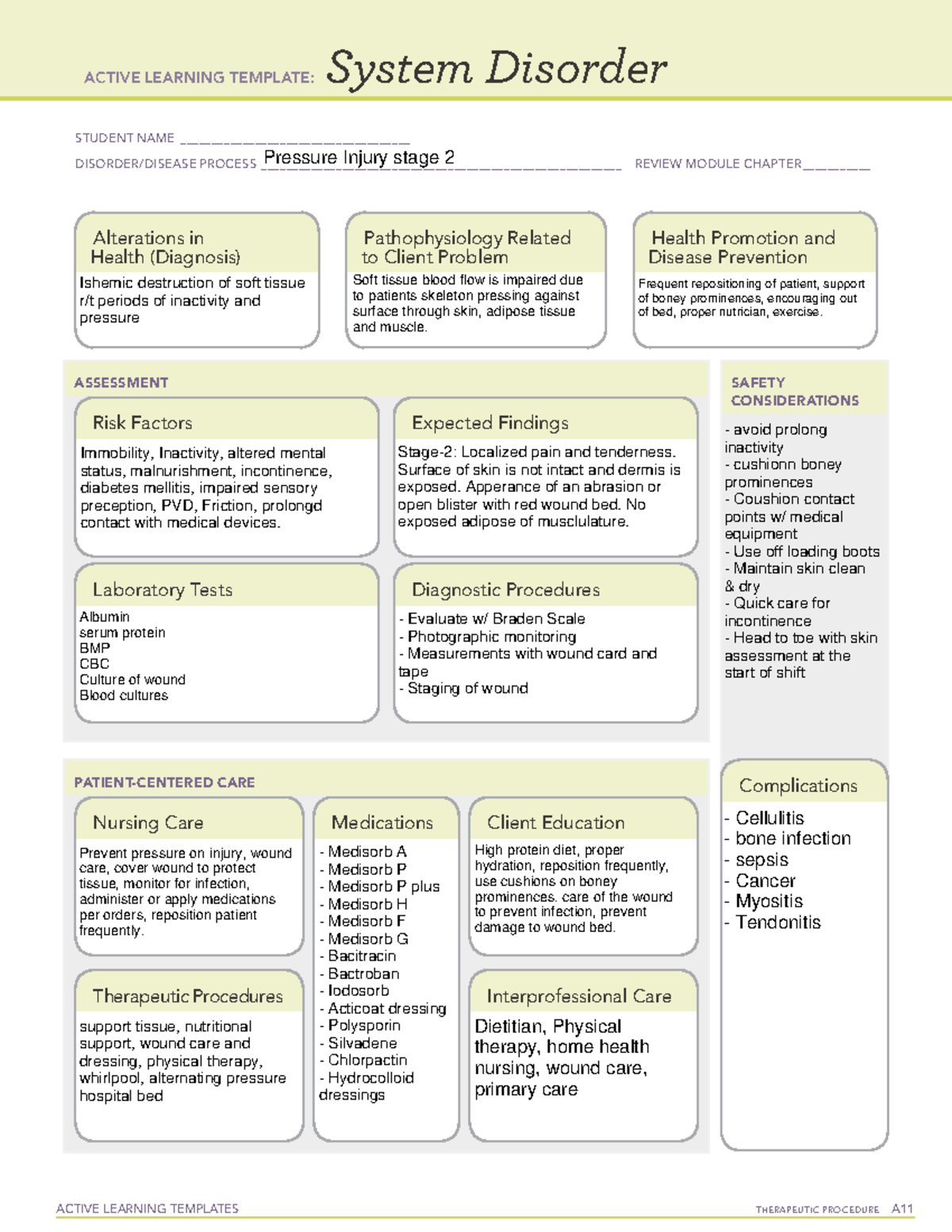 Active Learning Template System Disorder