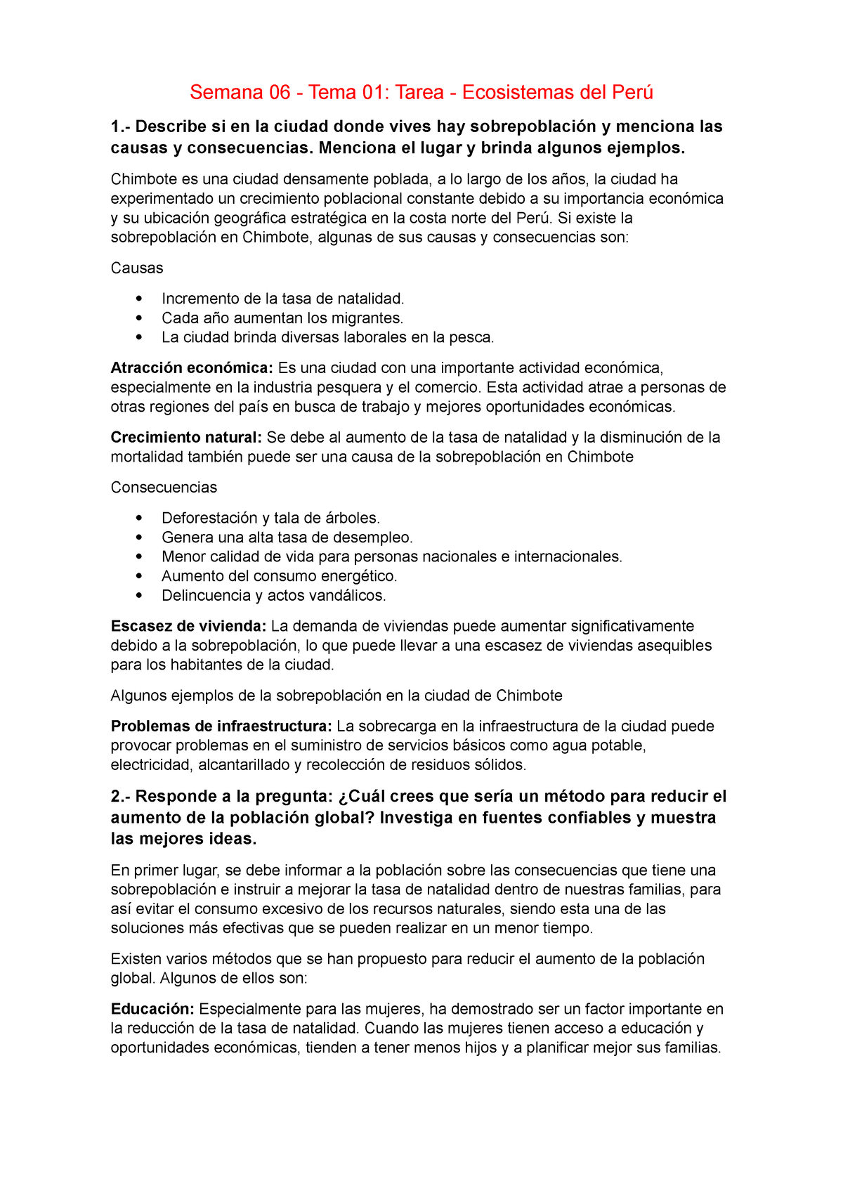 Individuo Y Medio Ambiente Semana 06 Tema 01 Tarea Ecosistemas