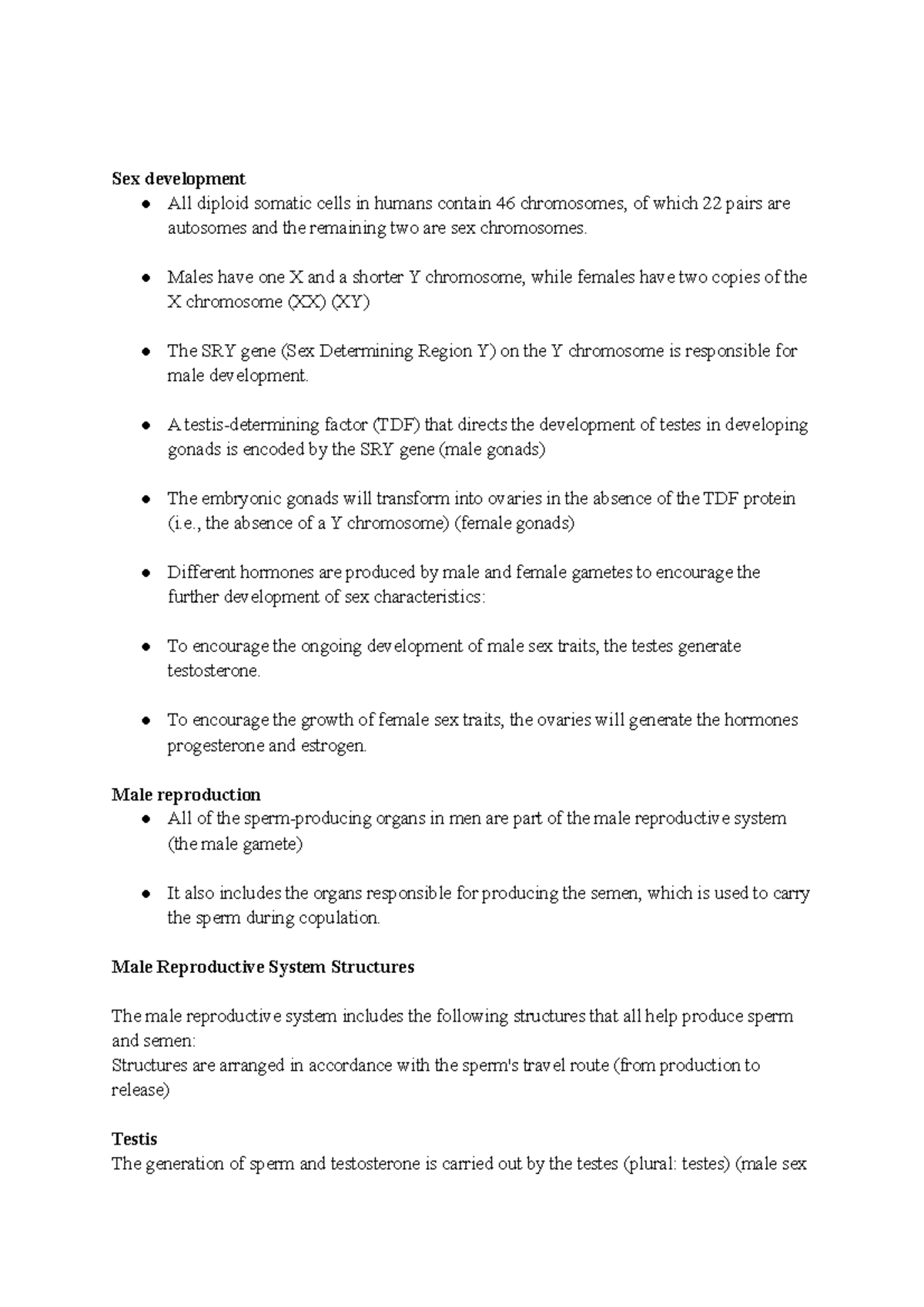 Sex Development Lecture Notes On Female And Male Reproductive System