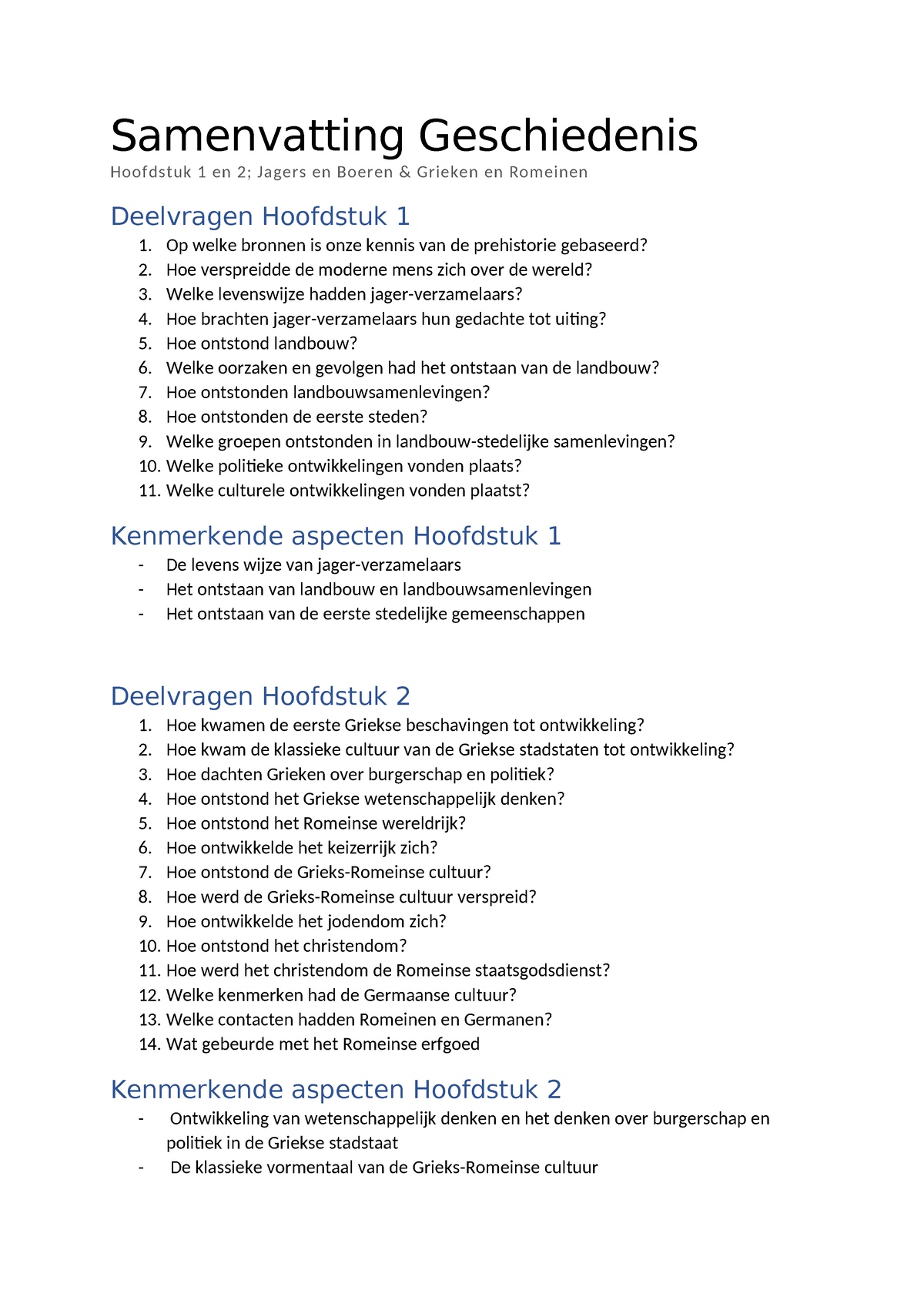 Samenvatting Hoofdstuk 1 En 2 Samenvatting Geschiedenis Hoofdstuk 1