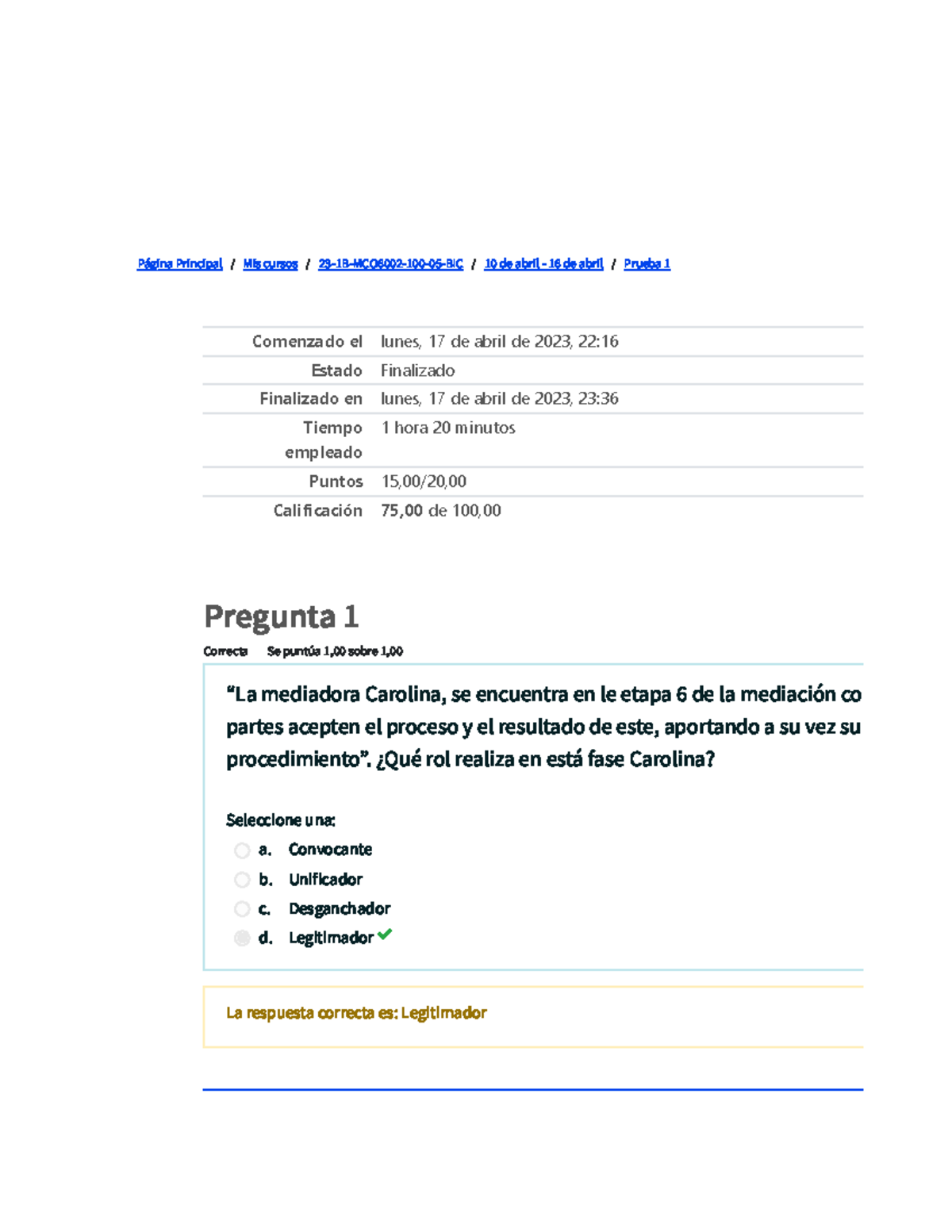 Prueba 1 Mediación Comunitaria Rev Int Página Principal Mis Cursos