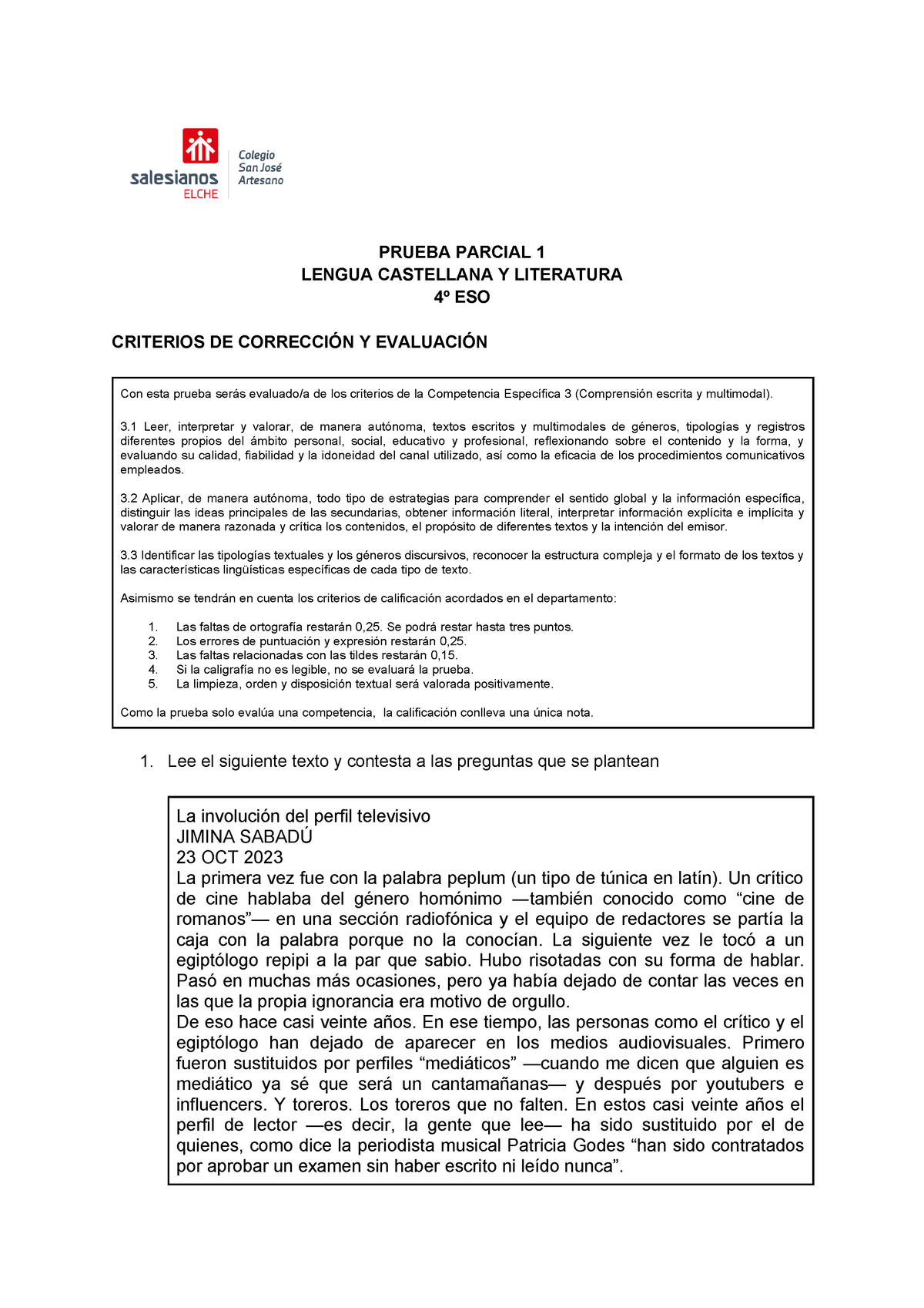 Prueba Parcial 1 PrÁctica Competencia EspecÍfica 3 Prueba Parcial 1