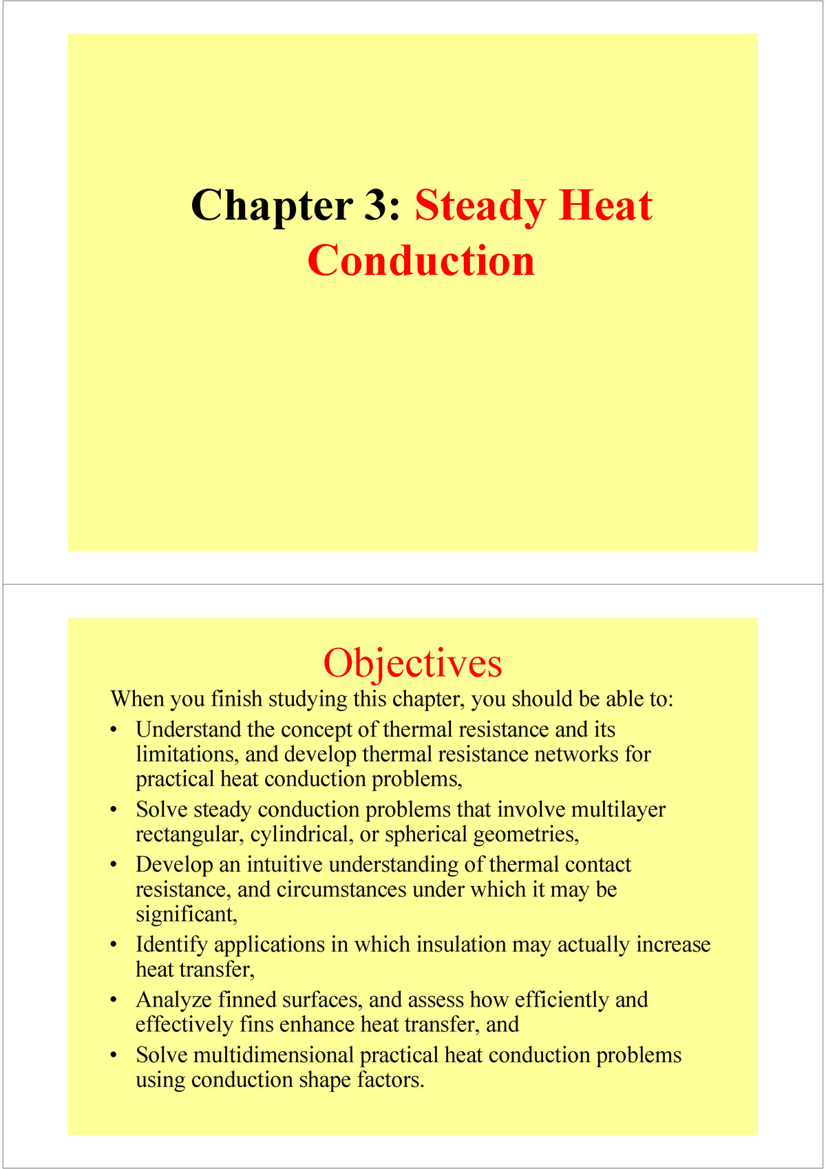 Chapter 03 Heat Summary Heat Transfer Chapter 3 Steady Heat