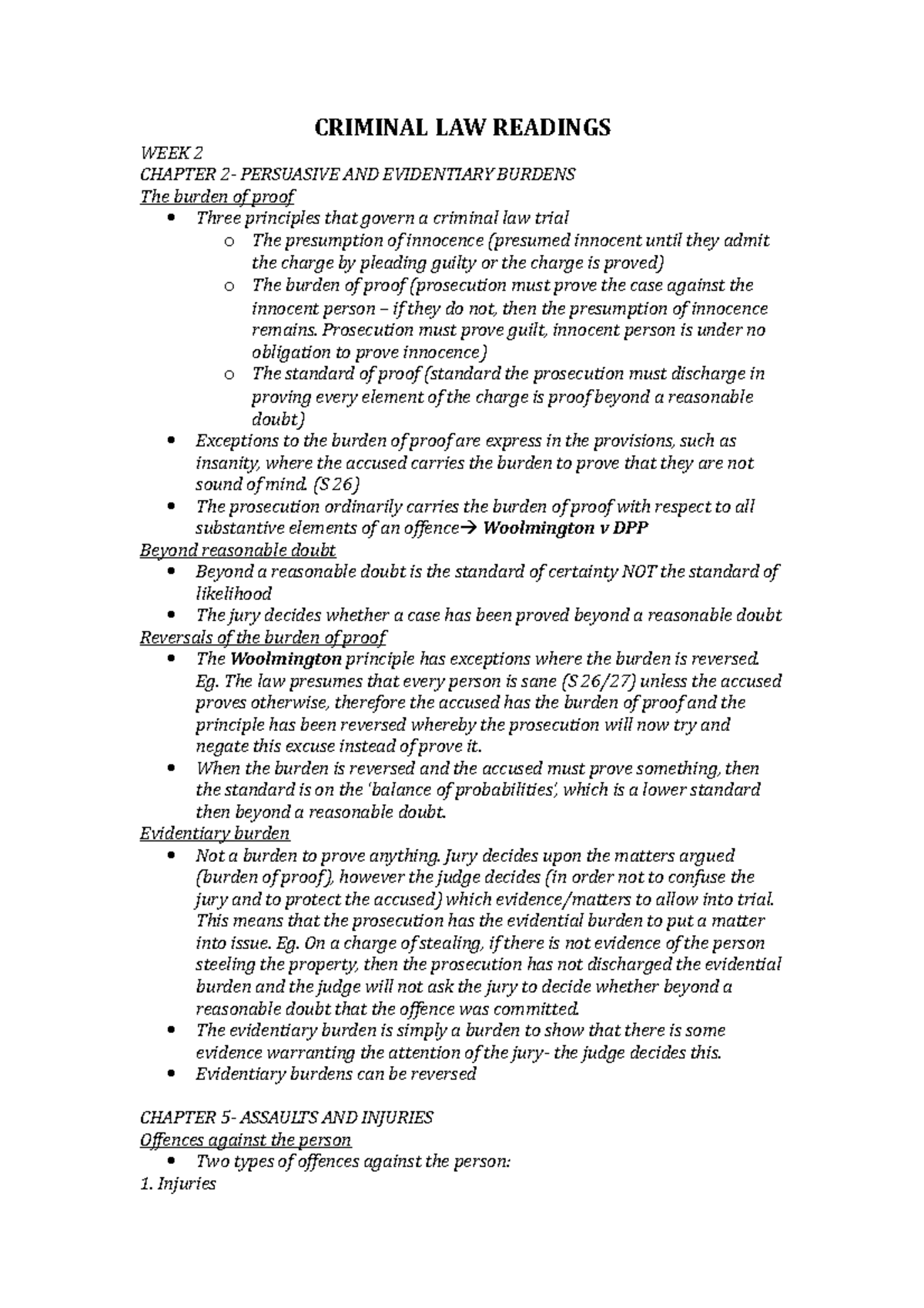 Criminal Law Readings Crim A Summary Notes Criminal Law Readings