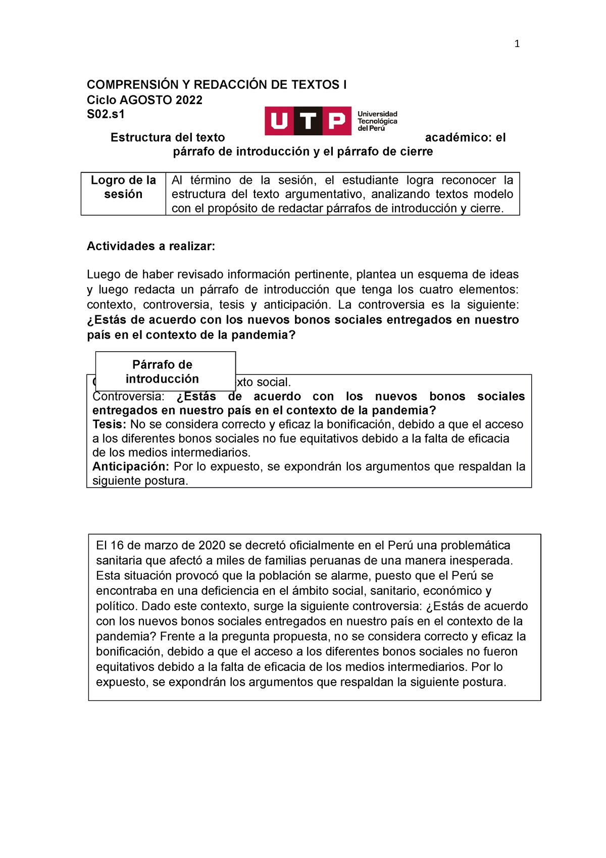 S02s1 Actividad 1 Párrafo Introducción Y Cierre Material Agosto