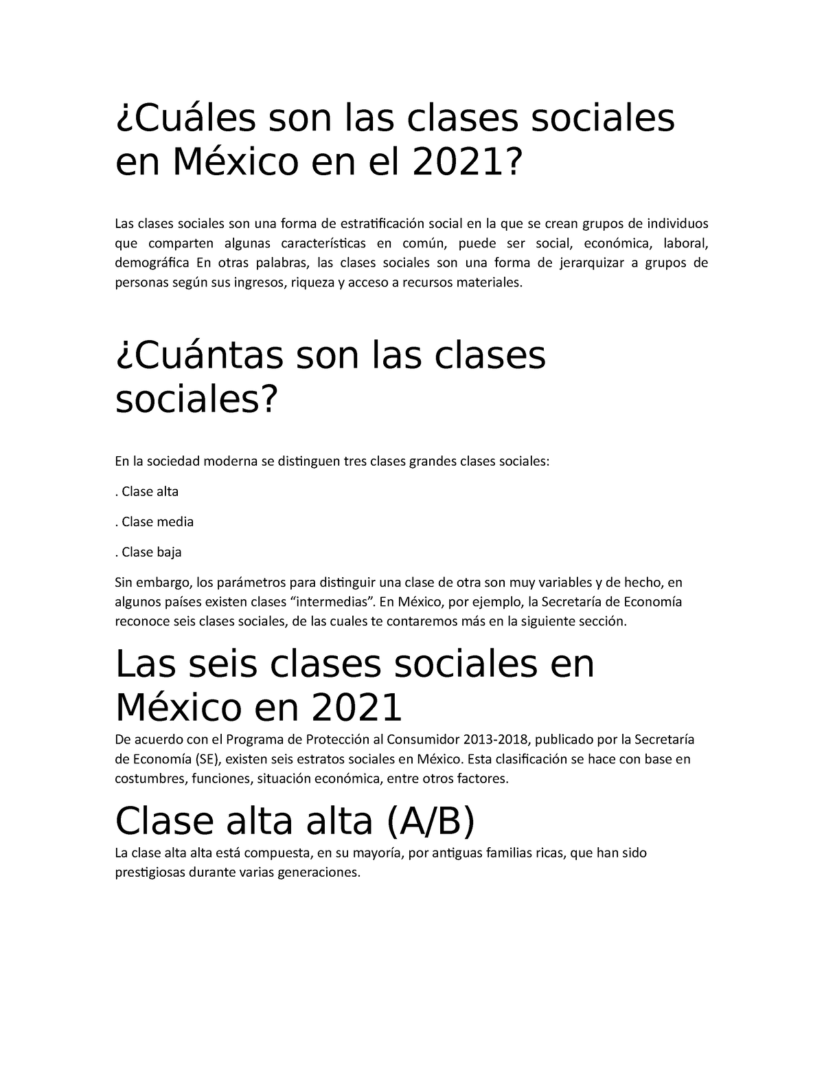 Cuáles Son Las Clases Sociales En México En El 2021 ¿cuáles Son Las