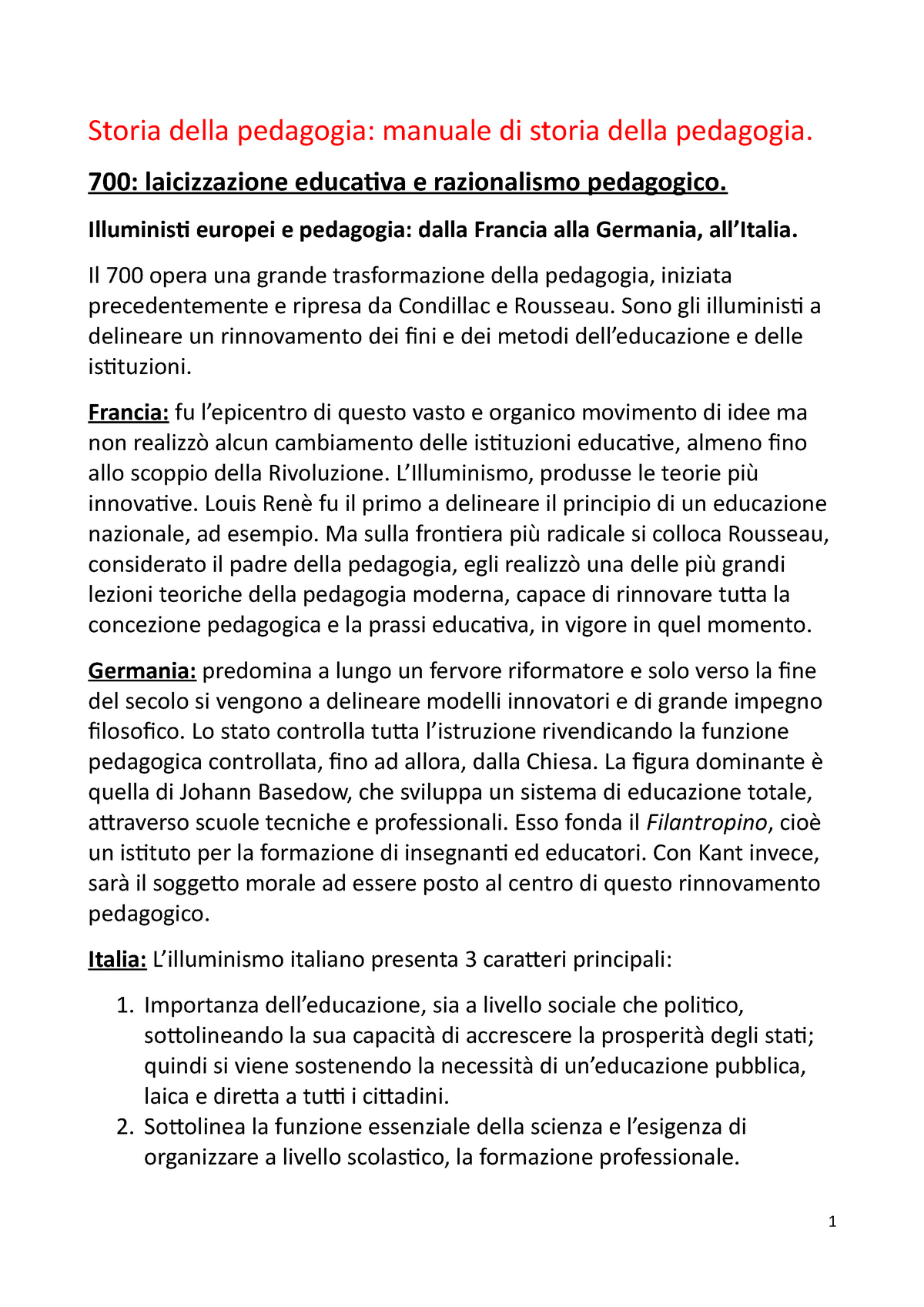 Riassunto Manuale Di Storia Della Pedagogia Storia Della Pedagogia