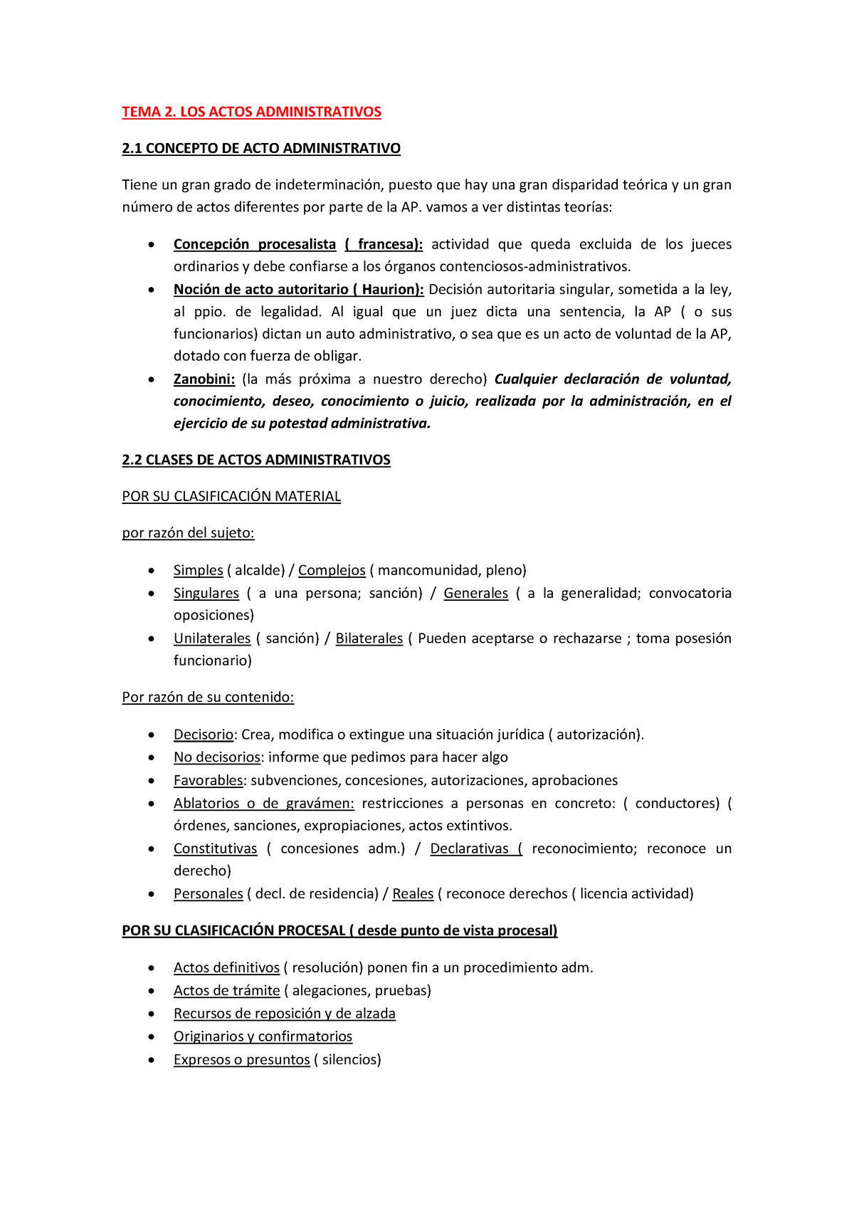 Resumen Tema 2 Los Actos Administrativos Tema 2 Los Actos