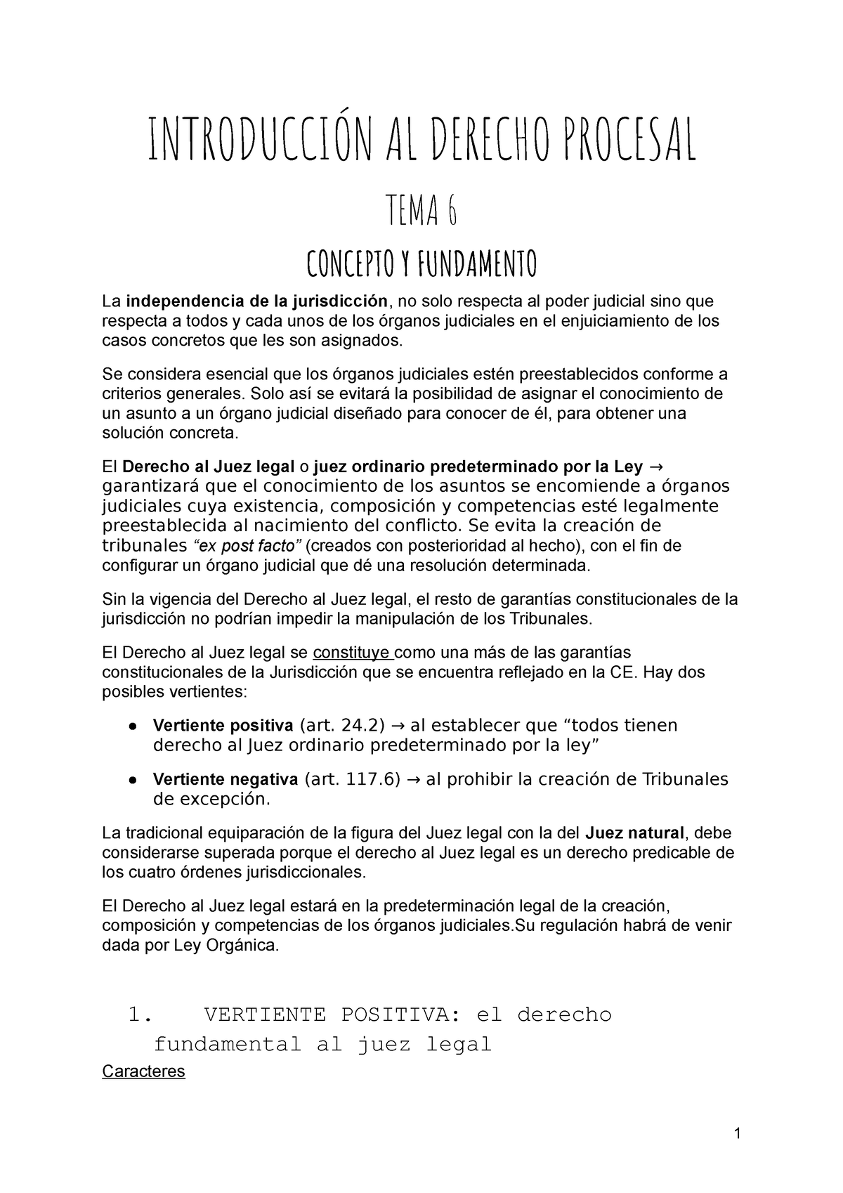 Tema 6 El Derecho Al Juez Legal O Predeterminado Por La Ley