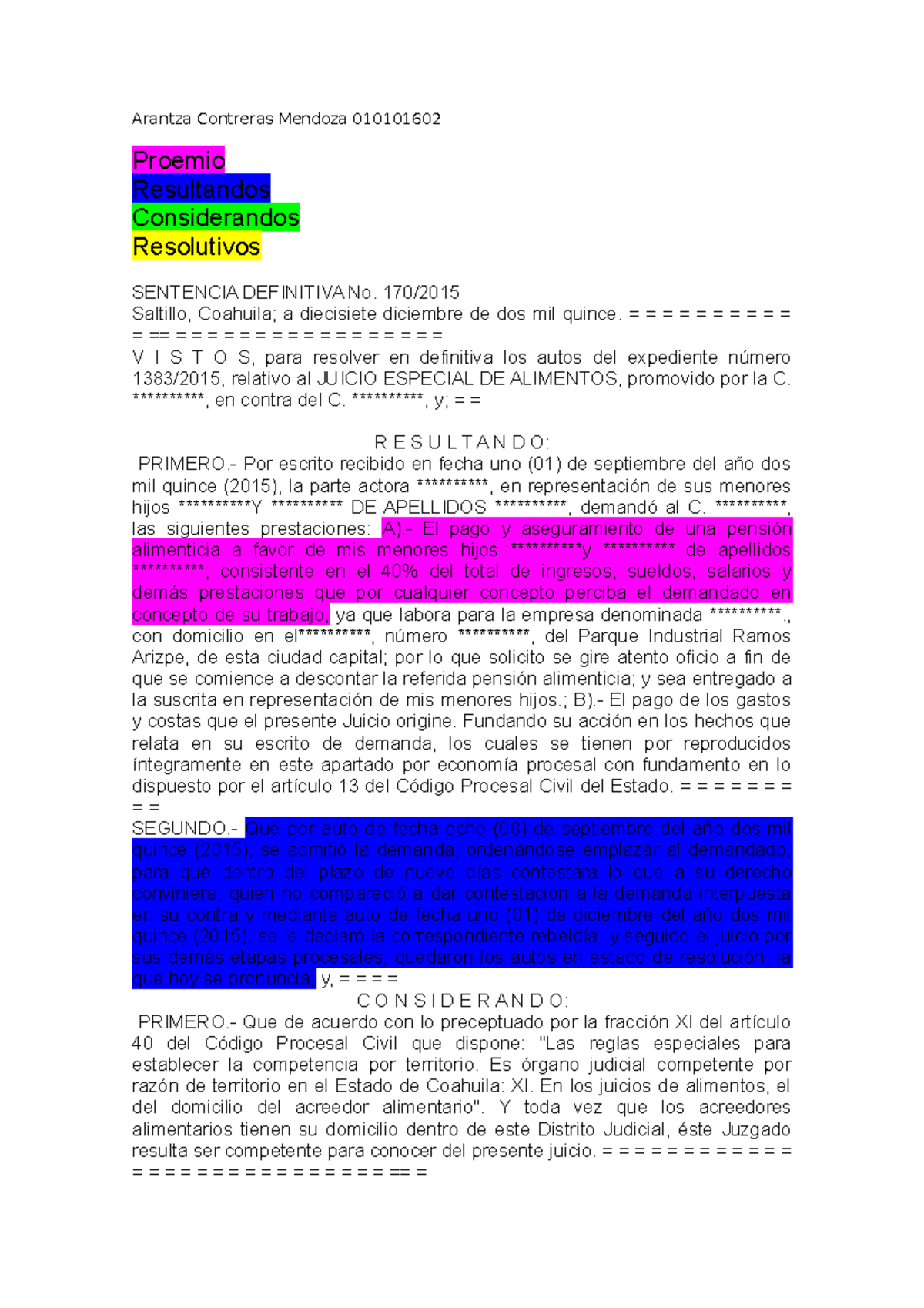 Partes Que Integran La Sentencia Definitiva Arantza Contreras Mendoza