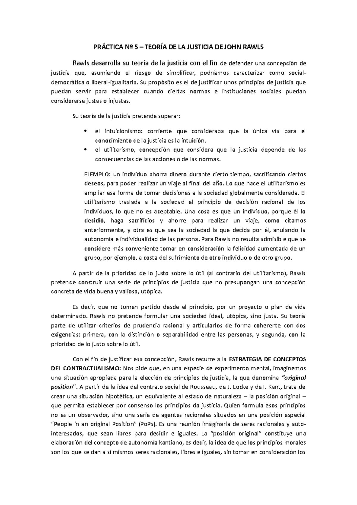 Práctica 5 Justicia Distributiva Teoría De La Justicia De Rawls