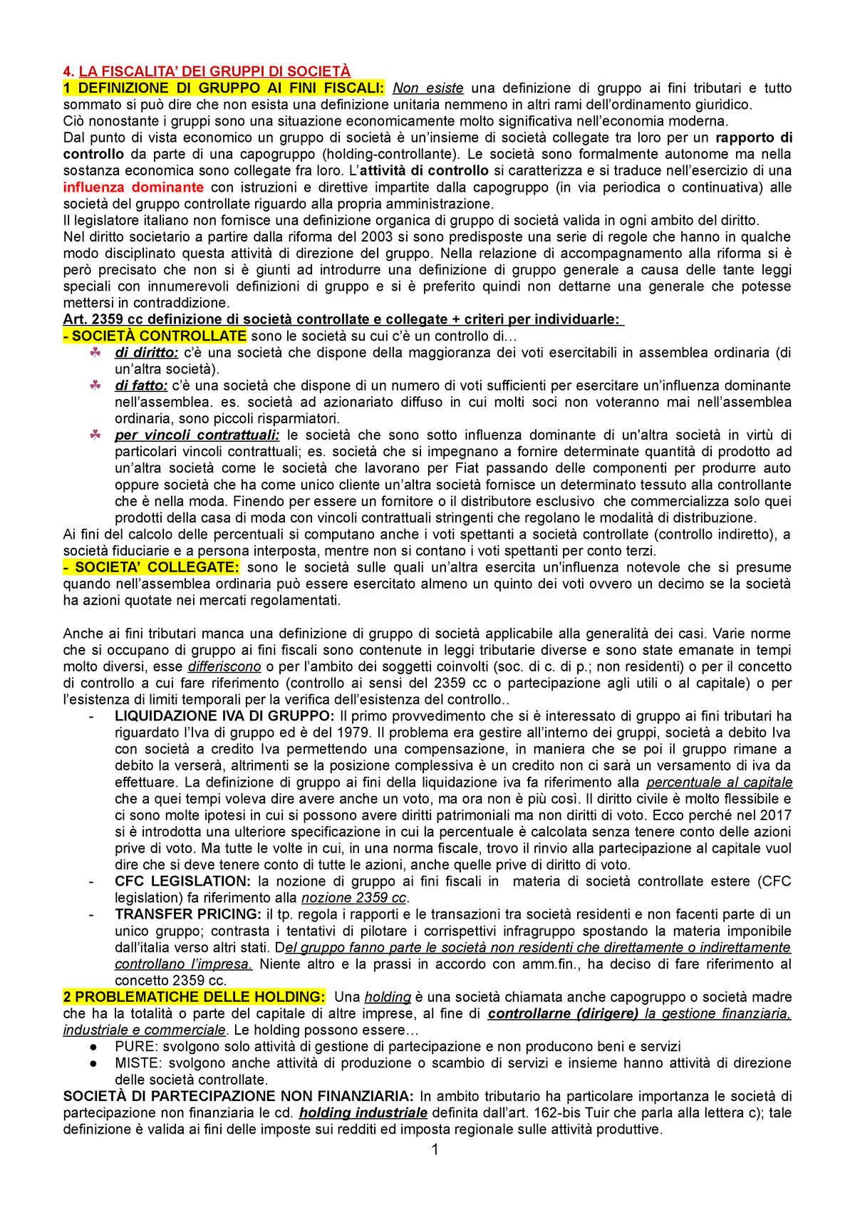 Parte Speciale Fiscalità Di Impresa 4 La Fiscalita Dei Gruppi Di