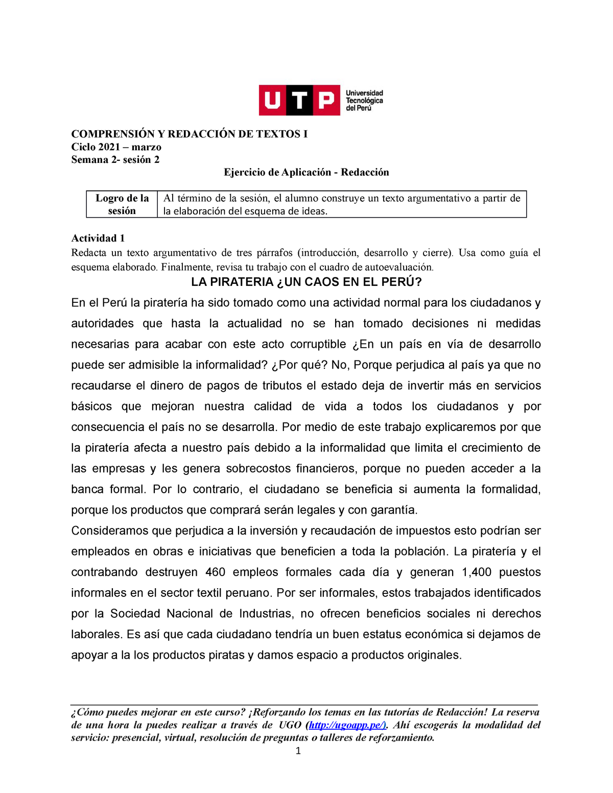 Esquema De Ideas Actividad 1 Redacta Un Texto Argumentativo De Tres