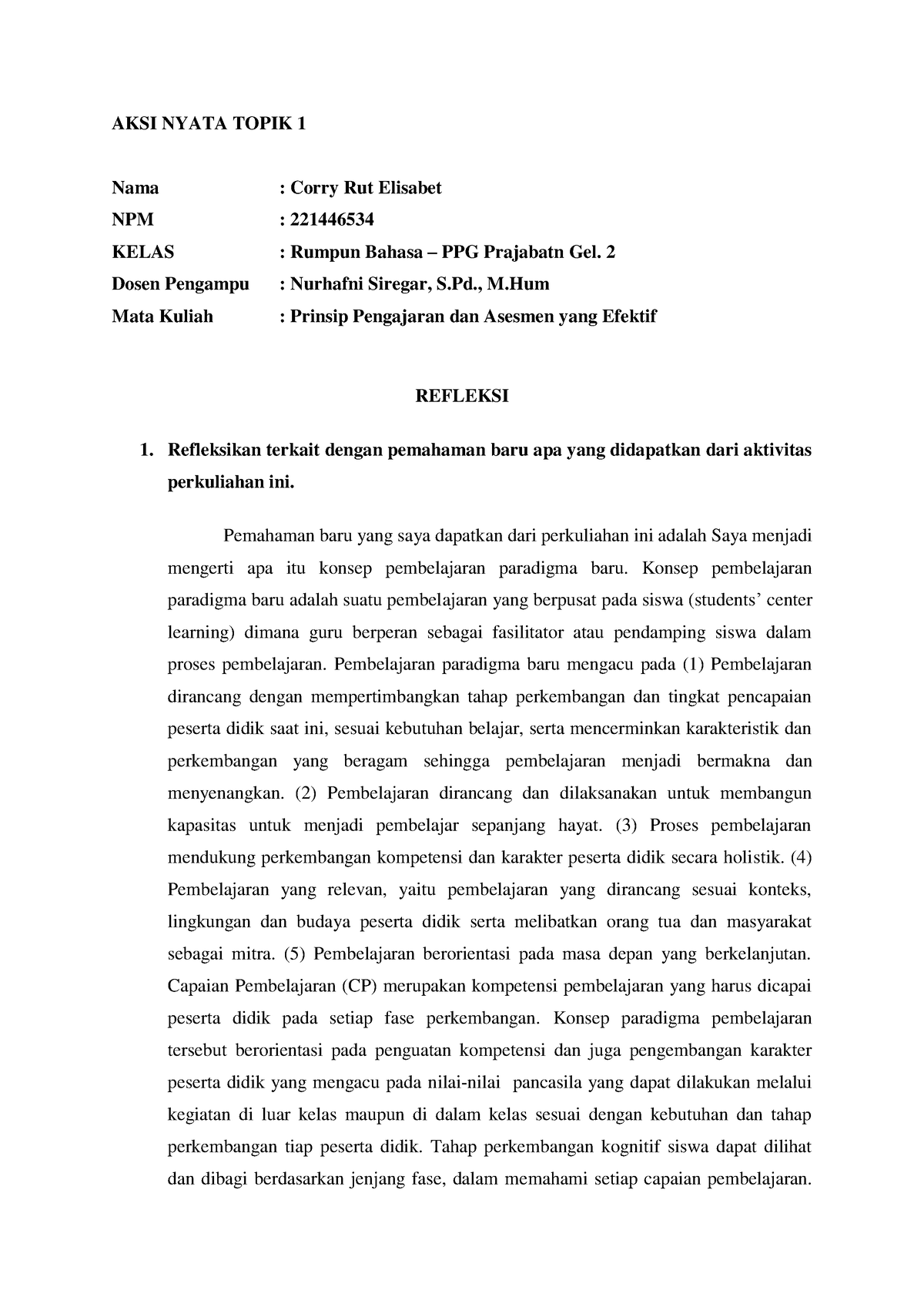 Aksi Nyata Topik 1 Ppae Aksi Nyata Topik 1 Nama Corry Rut Elisabet