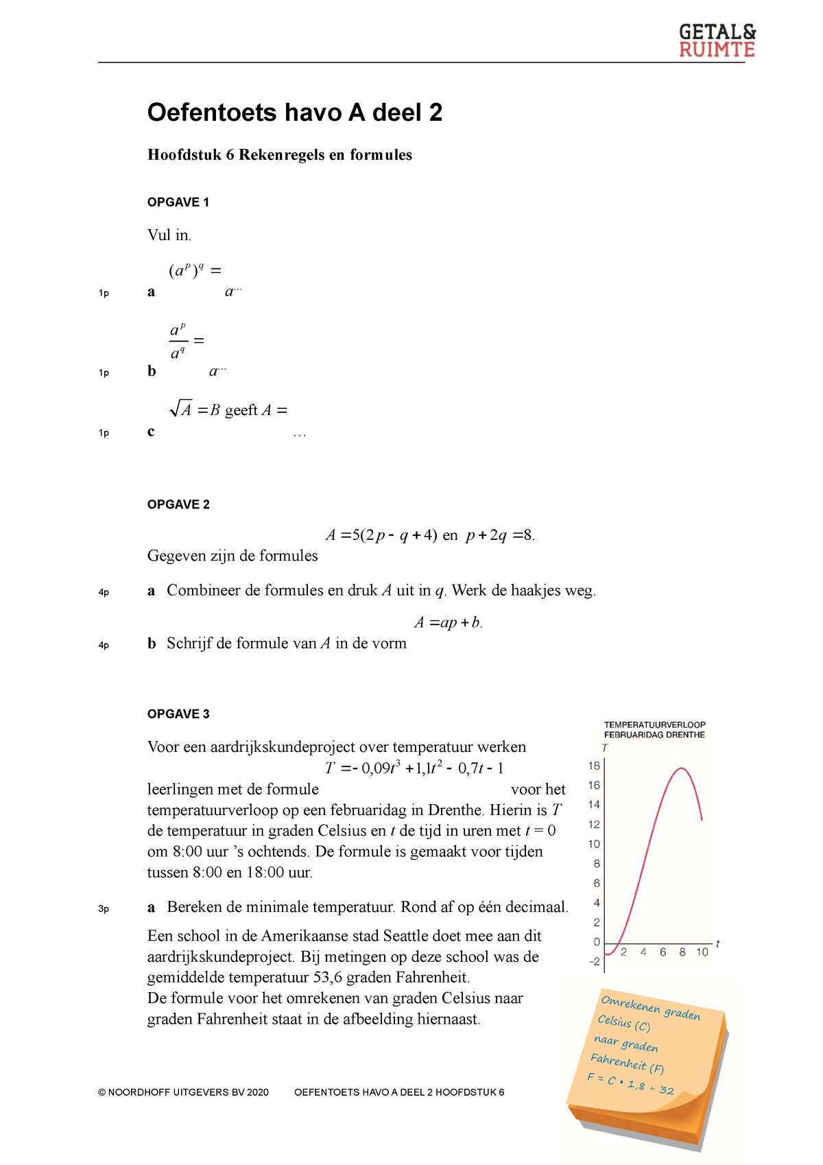 Oefentoets H6 Oefentoets Havo A Deel 2 Hoofdstuk 6 Rekenregels En