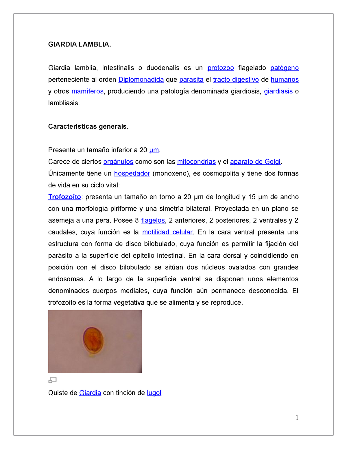 Resumen Microbiologia Giardia Lamblia Giardia Lamblia Intestinalis