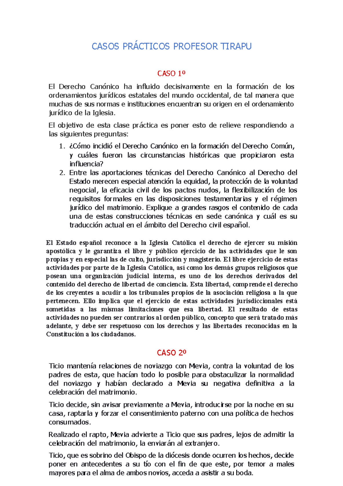 Casos Practicos Profesor Tirapu Casos PrÁcticos Profesor Tirapu Caso