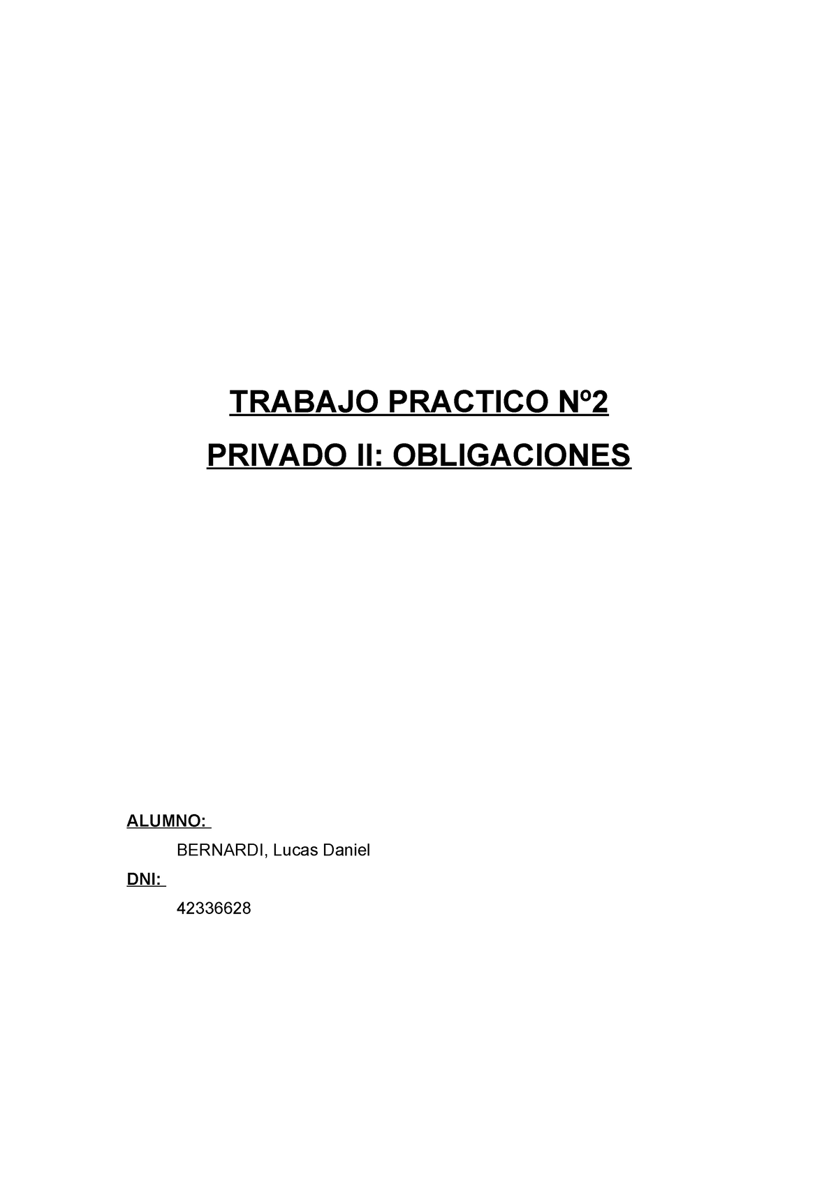 Trabajo Practico Nº2 Tpn°2 Obligaciones Trabajo Practico Nº Privado