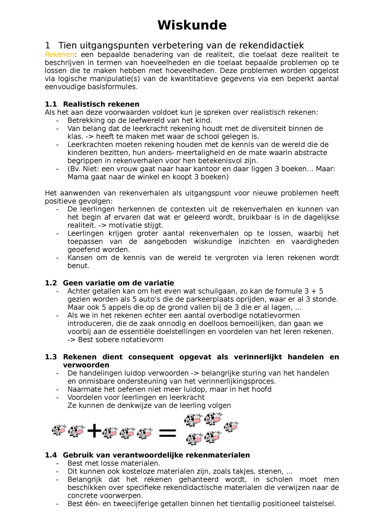 Samenvatting Wiskunde Wiskunde 1 Tien Uitgangspunten Verbetering Van